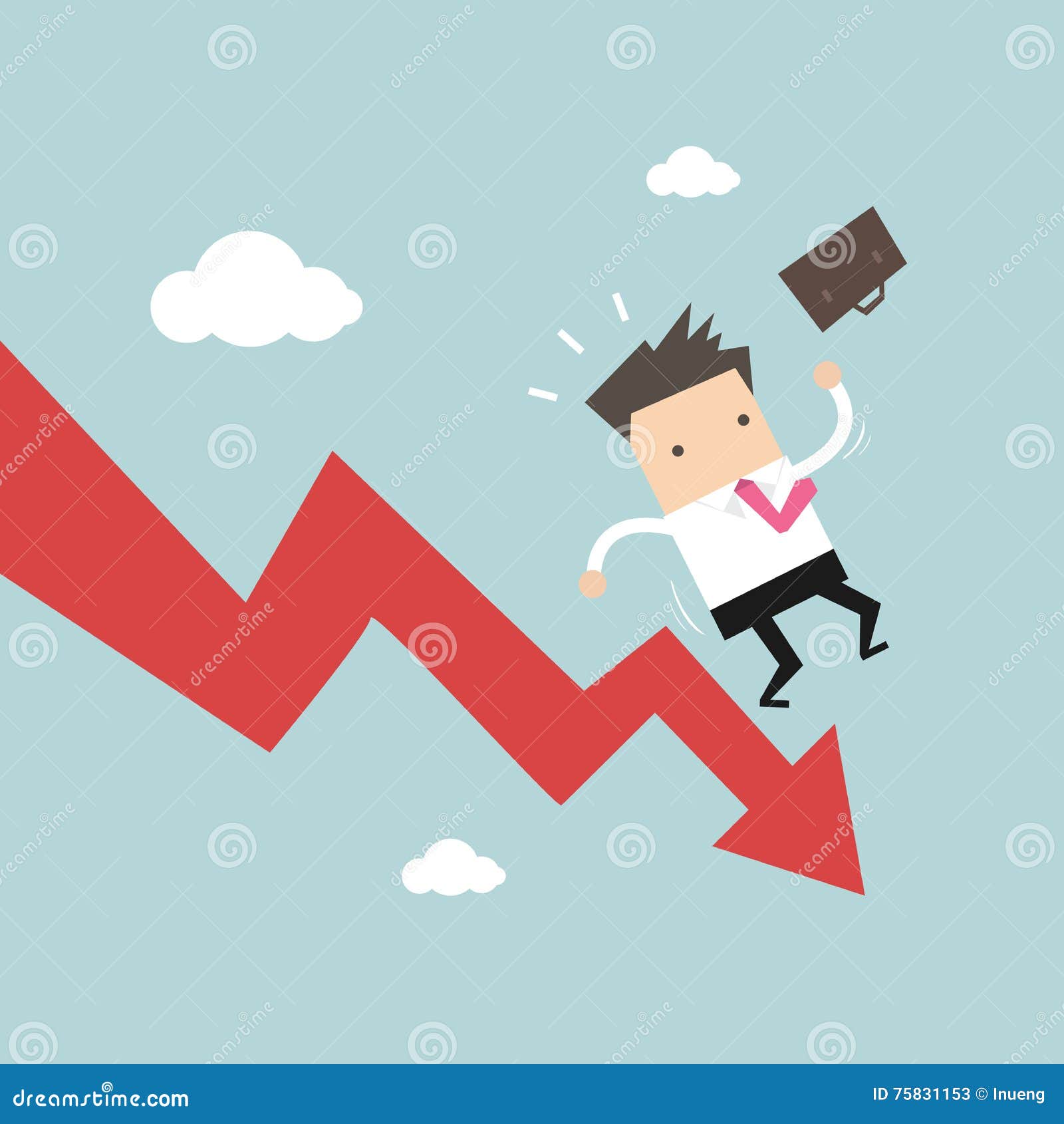 Businessman On Falling Down Chart. Cartoon Vector | CartoonDealer.com ...