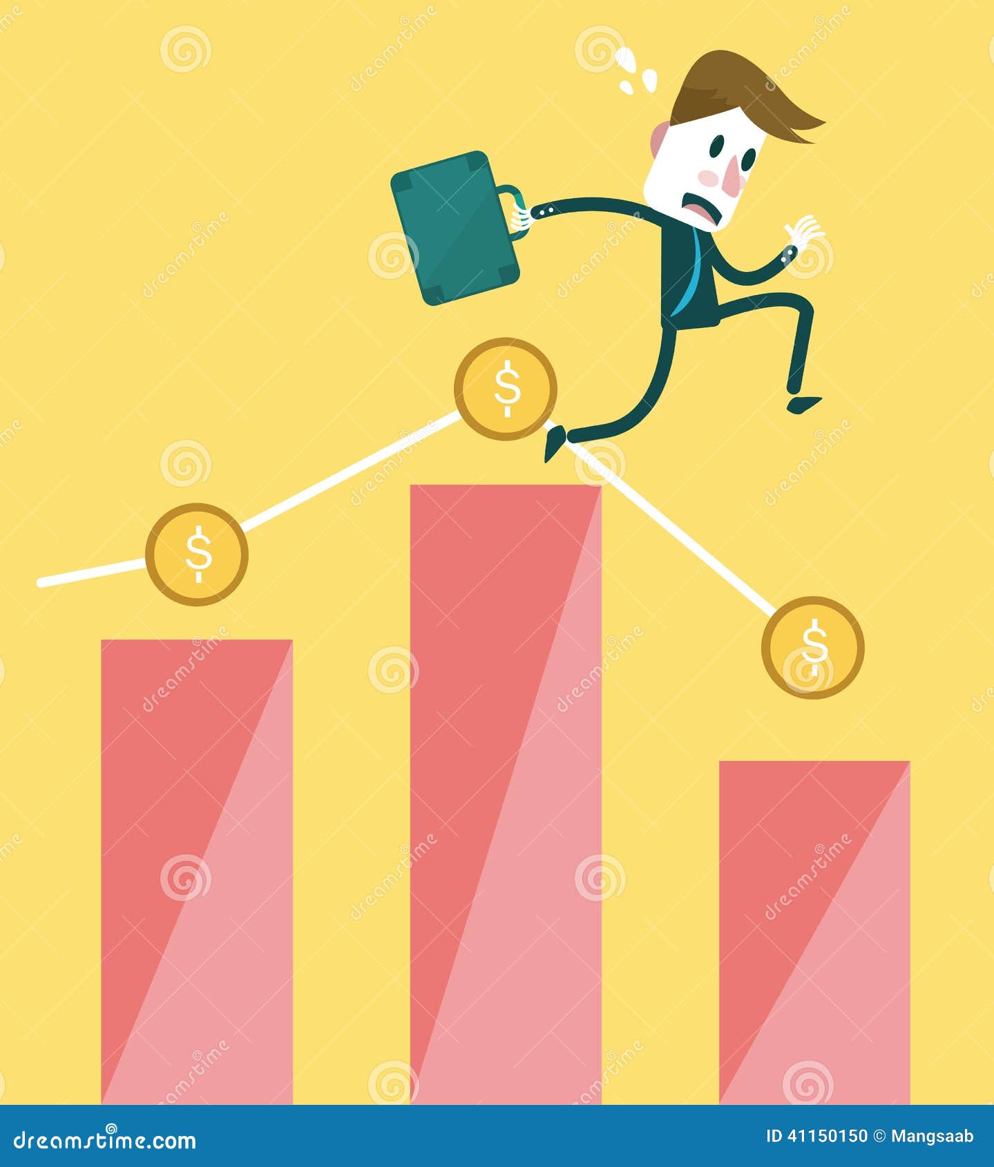 Businessman with Falling Down Graph. Business and Risk of Investment ...
