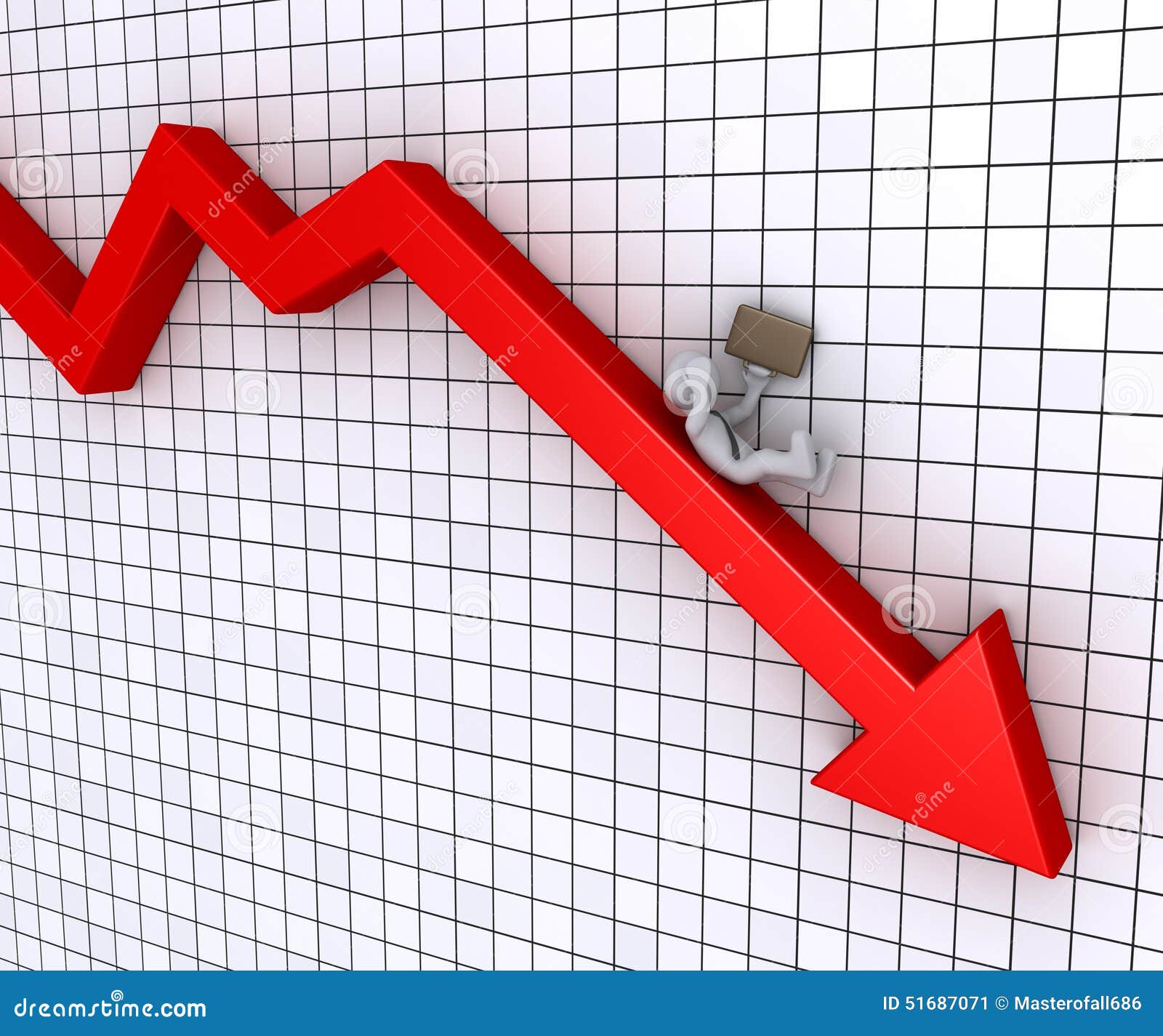 Businessman Falling from Graph Stock Illustration - Illustration of ...