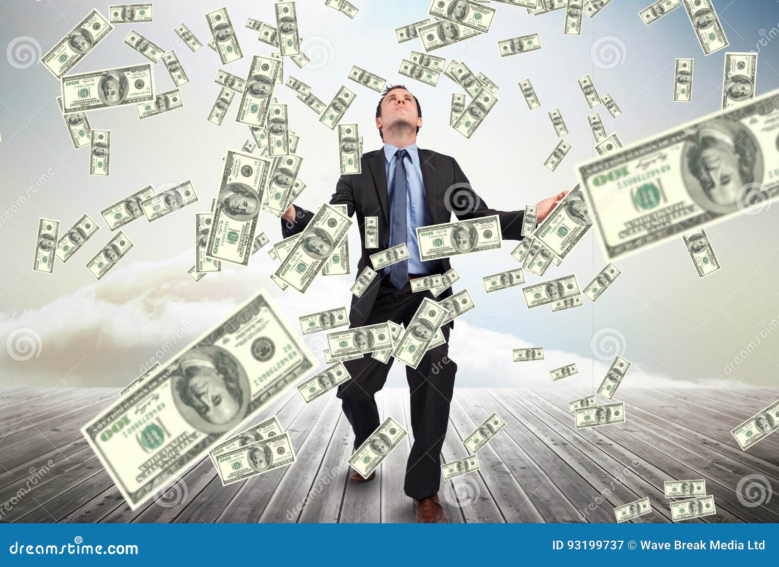 Businessman with Falling Money Stock Image - Image of caucasian, adult ...