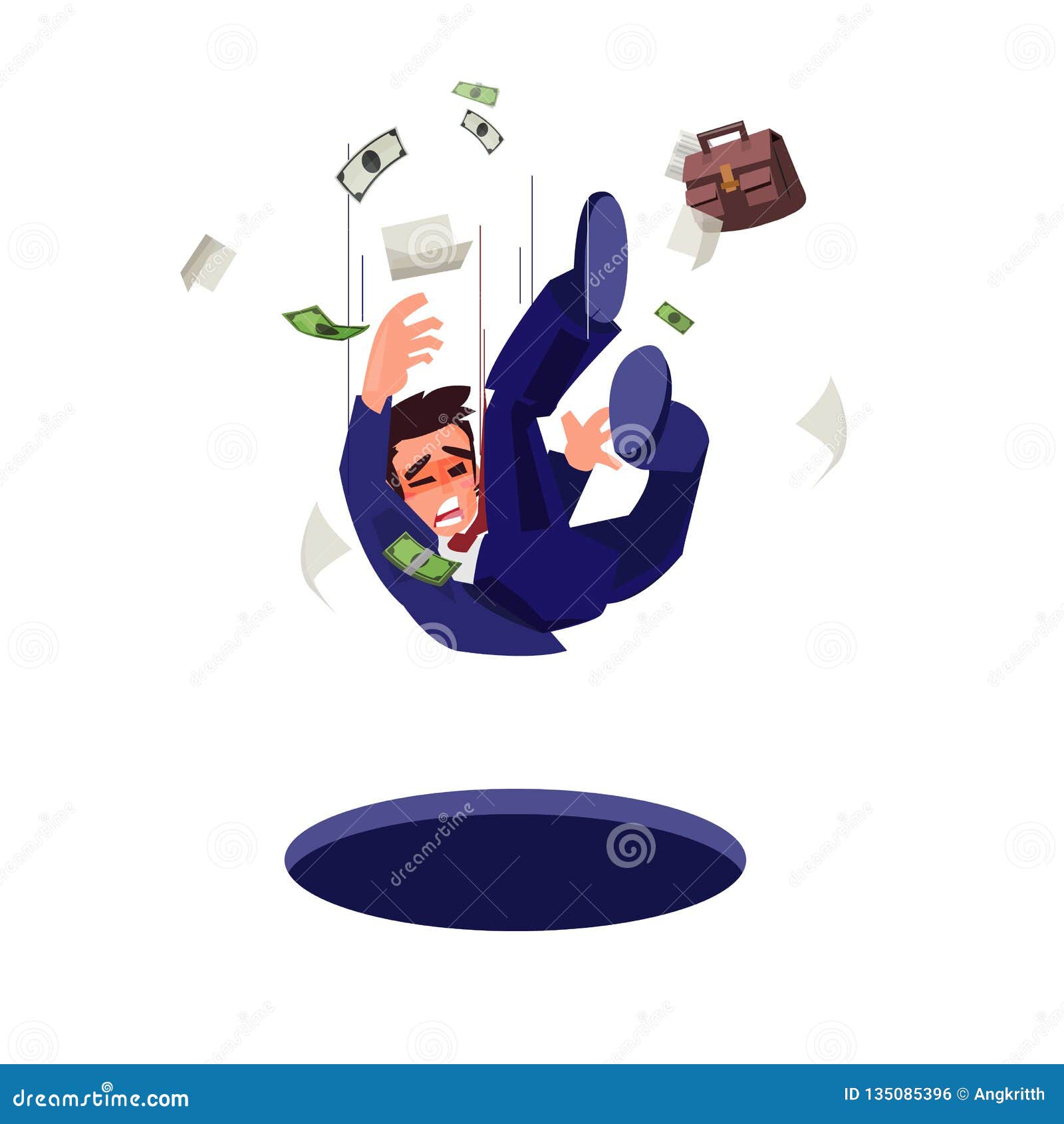 Businessman Falling into Pitfall. Business Trap Concept - Vector Stock ...