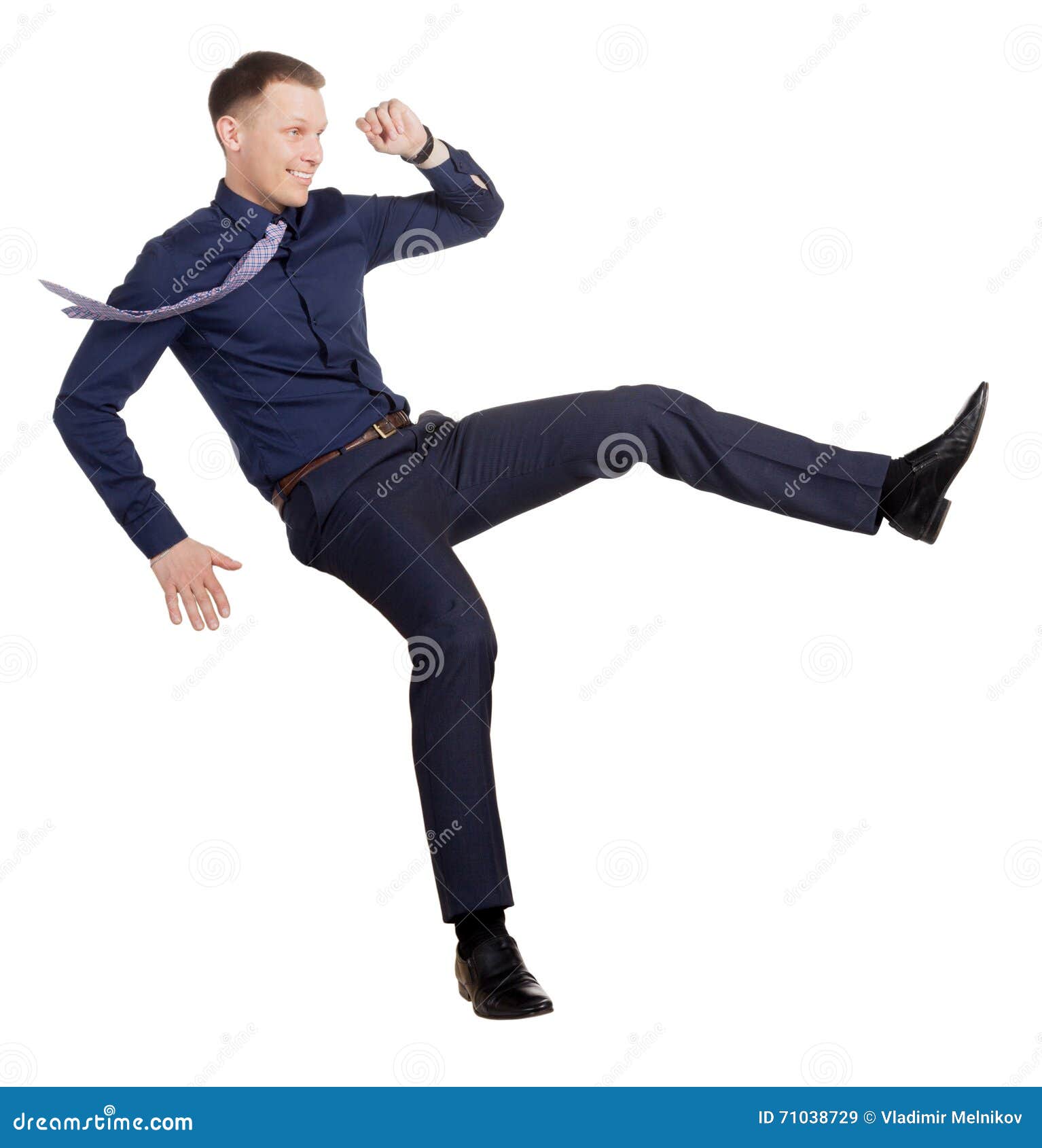 Businessman in a Falling Position, on White Stock Image - Image of ...