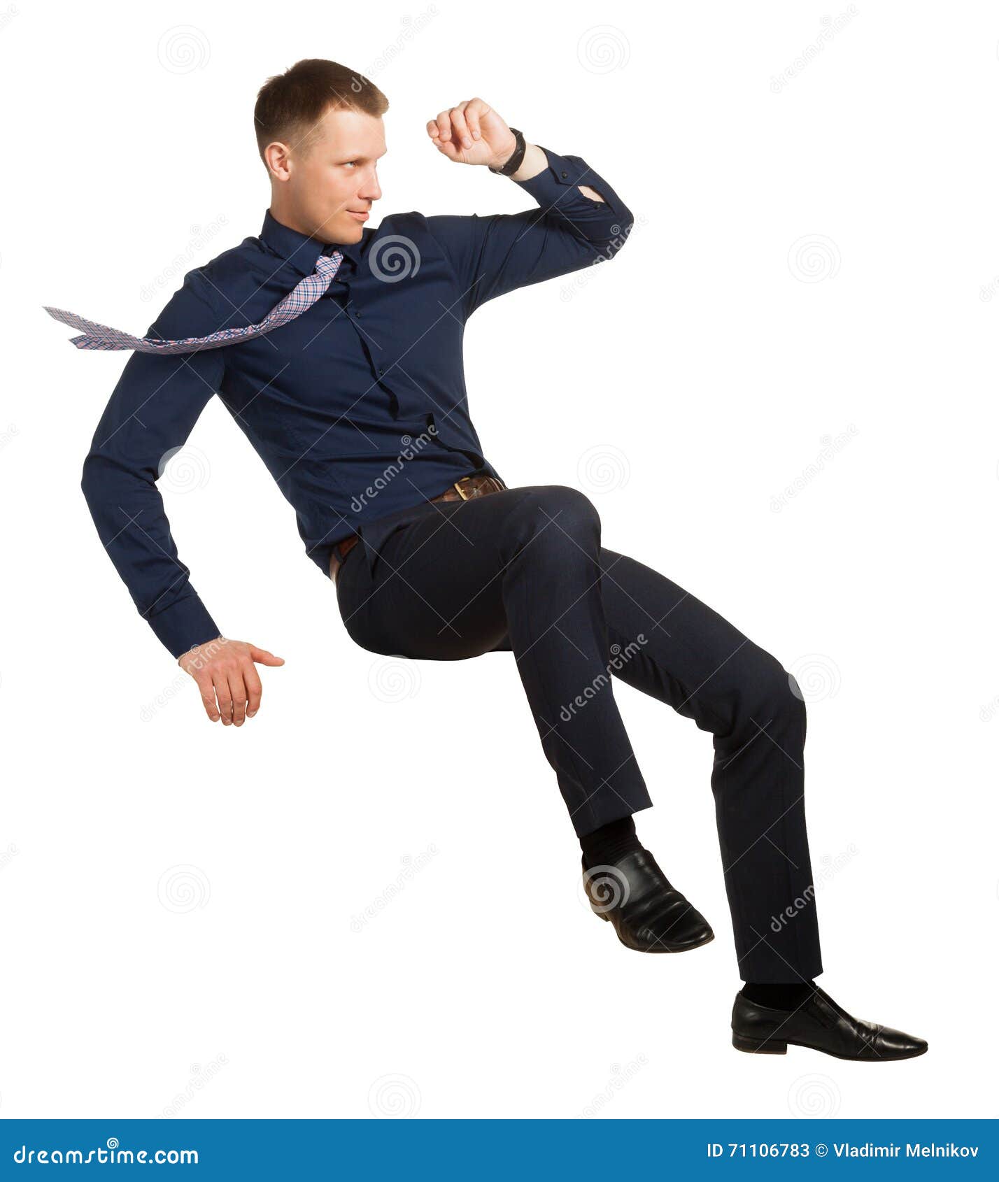 Businessman in a Falling Position, on White Stock Image - Image of ...