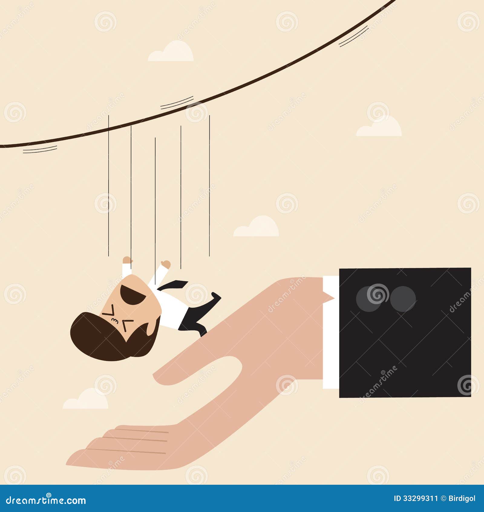 Businessman Falling from Rope To the Big Hand Stock Vector ...