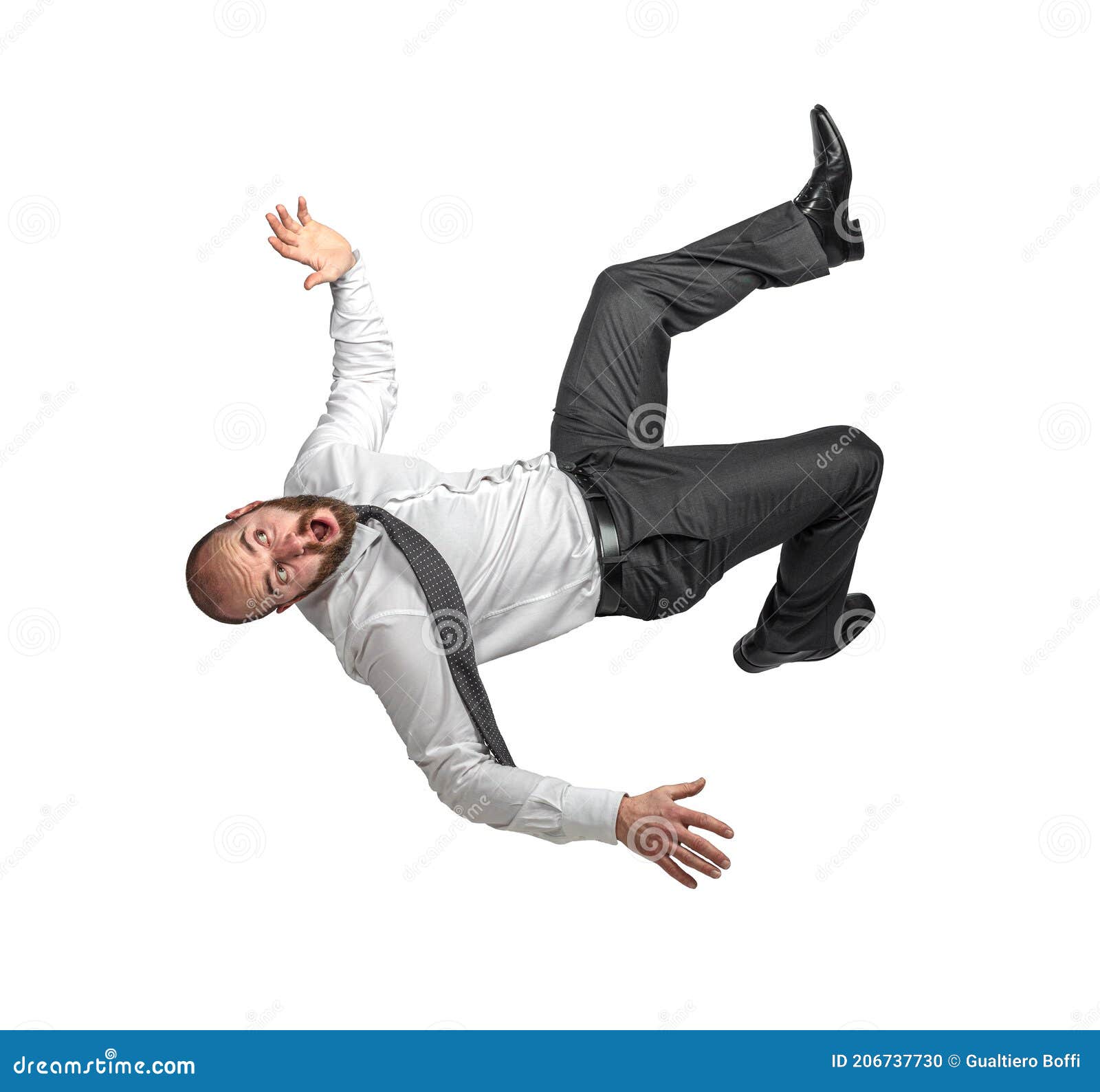 Businessman Falling, Scared Expression Stock Photo - Image of isolated ...