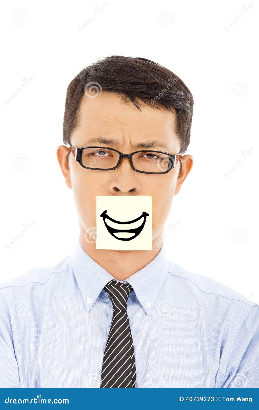 Businessman Feel Helpless and Smile Expression on Sticker Stock Image ...