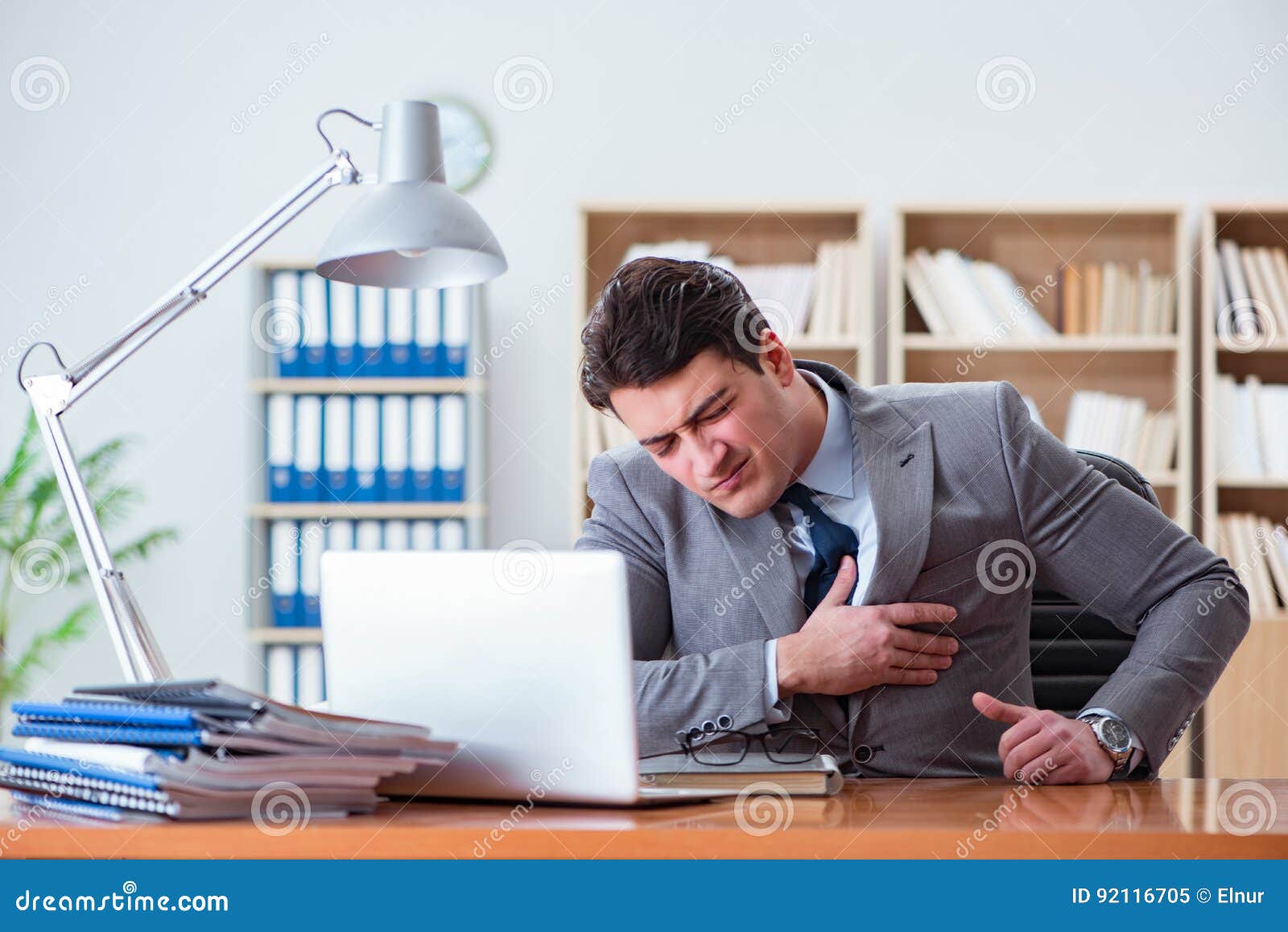 The Businessman Feeling Pain in the Office Stock Image - Image of male ...