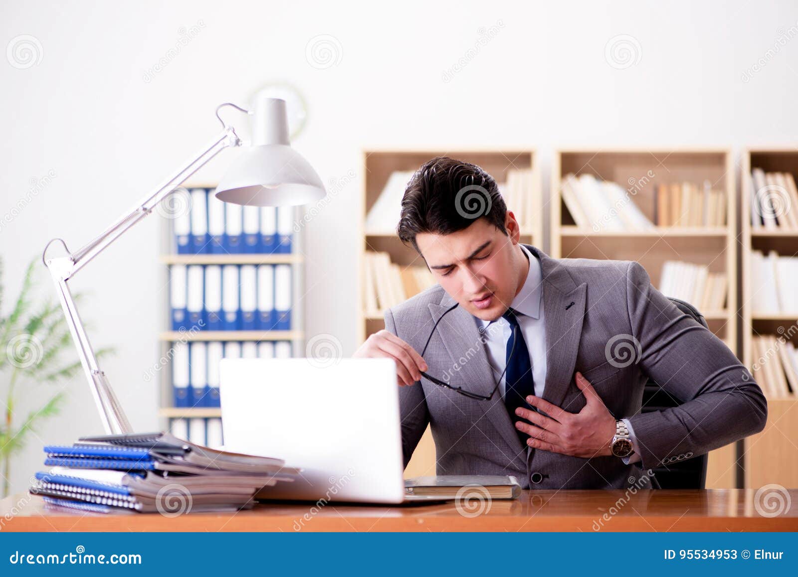 The Businessman Feeling Pain in the Office Stock Image - Image of ...