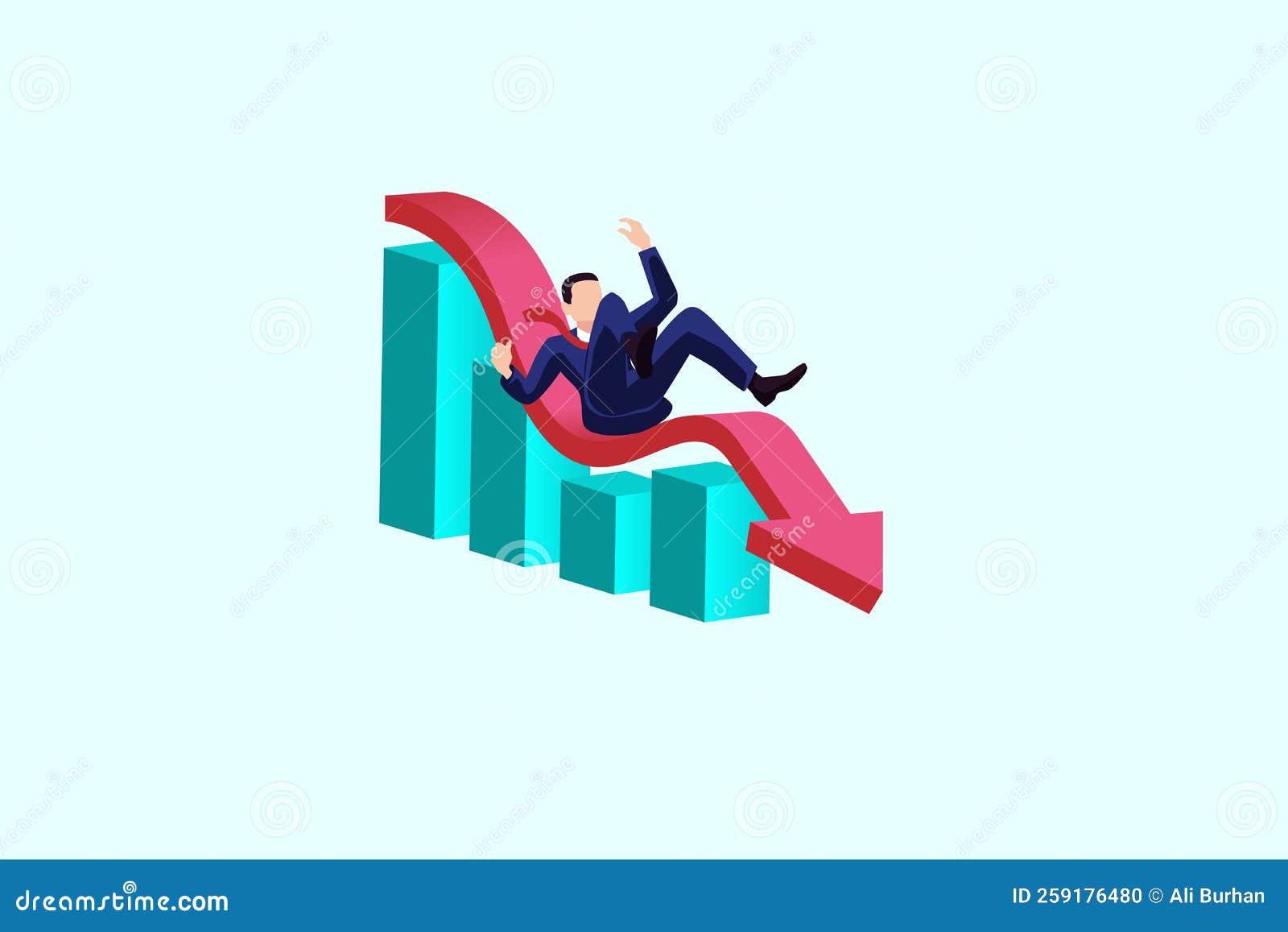 A Businessman Fell Along With The Decline In The Business Chart. Vector ... A Businessman Fell Along With The Decline In The Business Chart. Vector ...