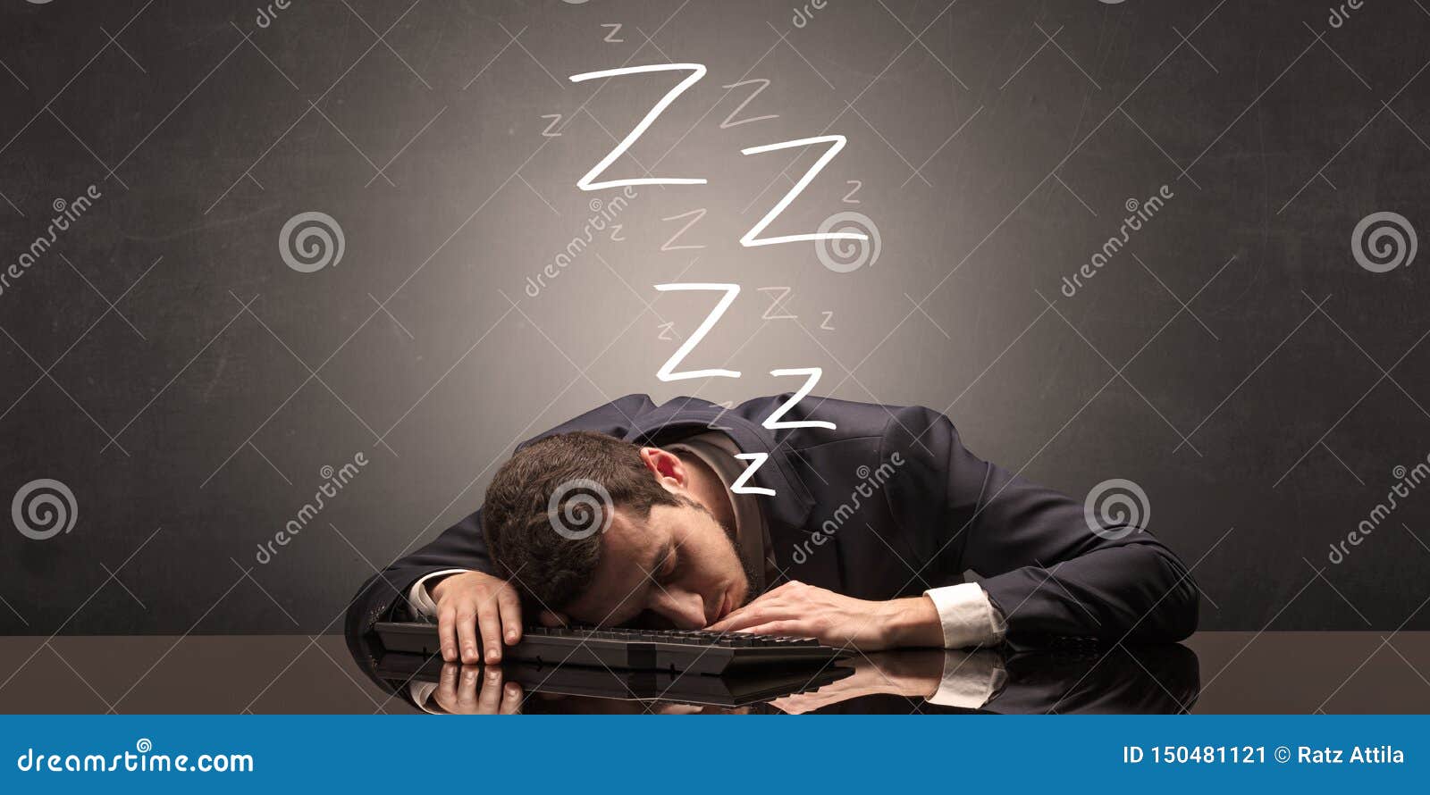 Businessman Fell Asleep at the Office on His Keyboard Stock Image ...