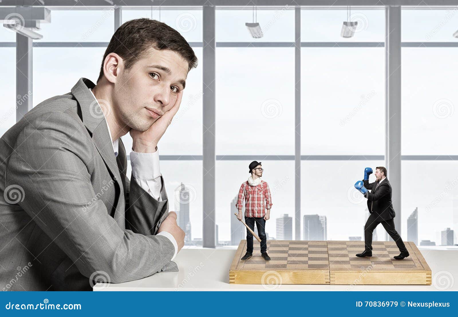 Businessman Fighting on the Chessboard Stock Image - Image of ...
