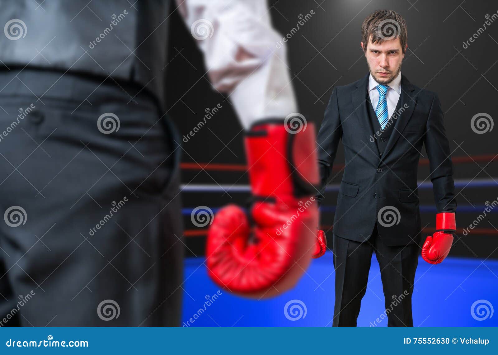 Businessman is Fighting with His Boss in Boxing Ring Stock Photo ...