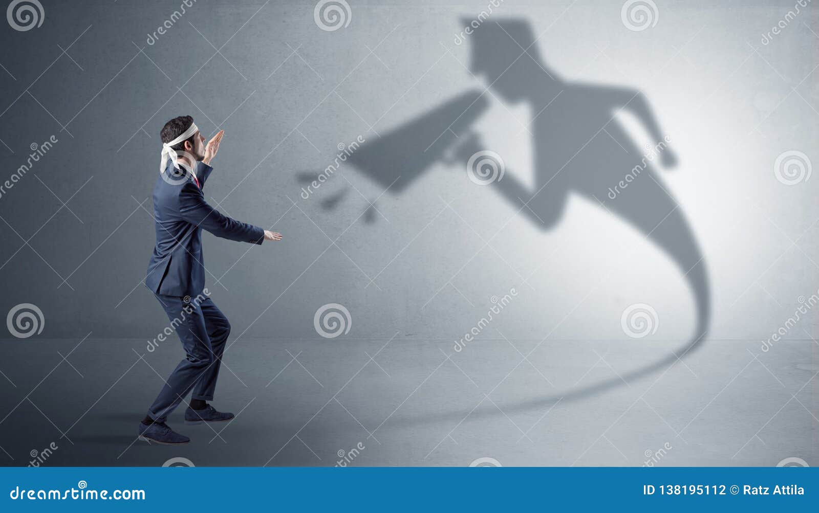 Businessman Fighting with His Bossy Shadow Stock Photo - Image of ...