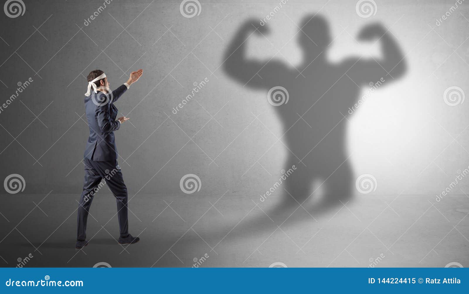 Businessman Fighting with His Bossy Shadow Stock Image - Image of grey ...