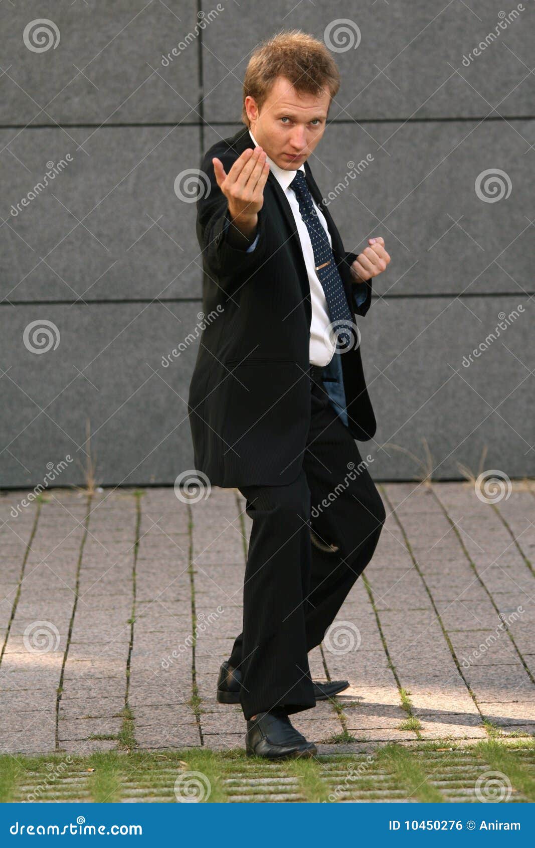 Businessman in Fighting Position Stock Photo - Image of stress ...