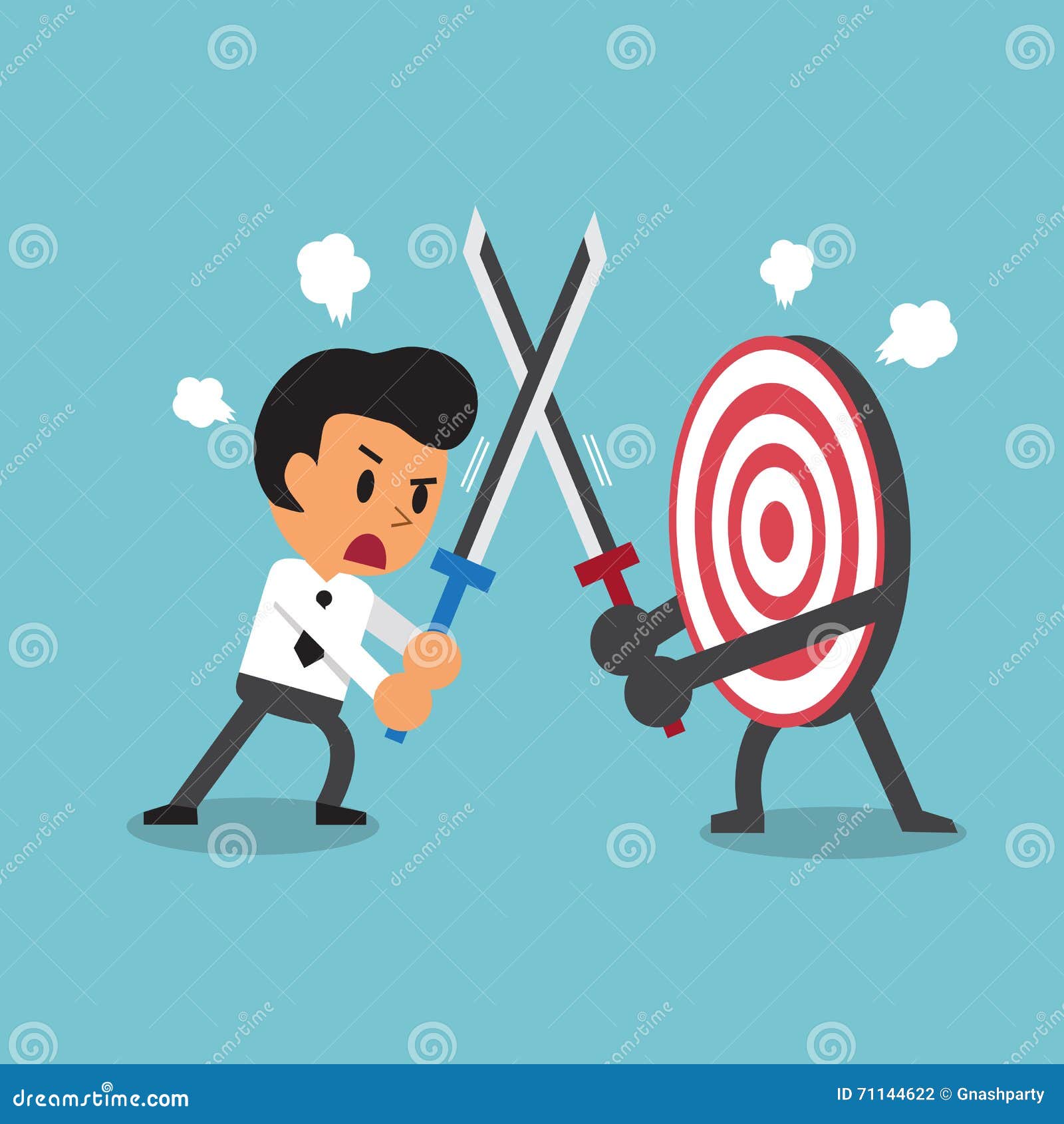 Businessman Fighting with Target Stock Vector - Illustration of point ...
