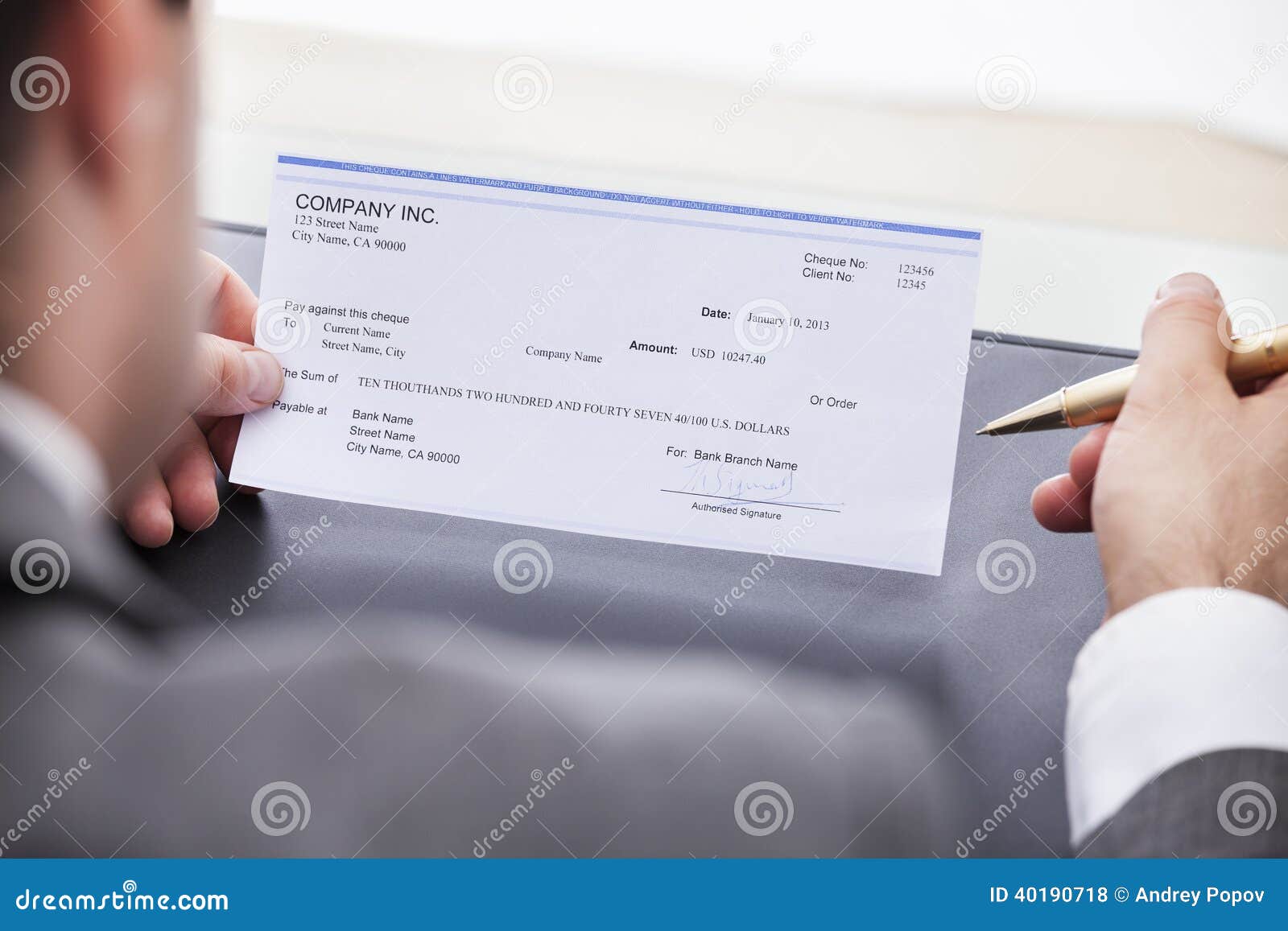Businessman filling cheque stock photo. Image of banking - 40190718