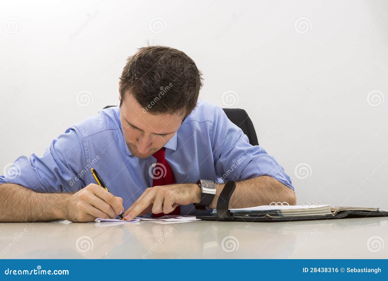 Businessman Filling Paper Documents Stock Photo - Image of ...