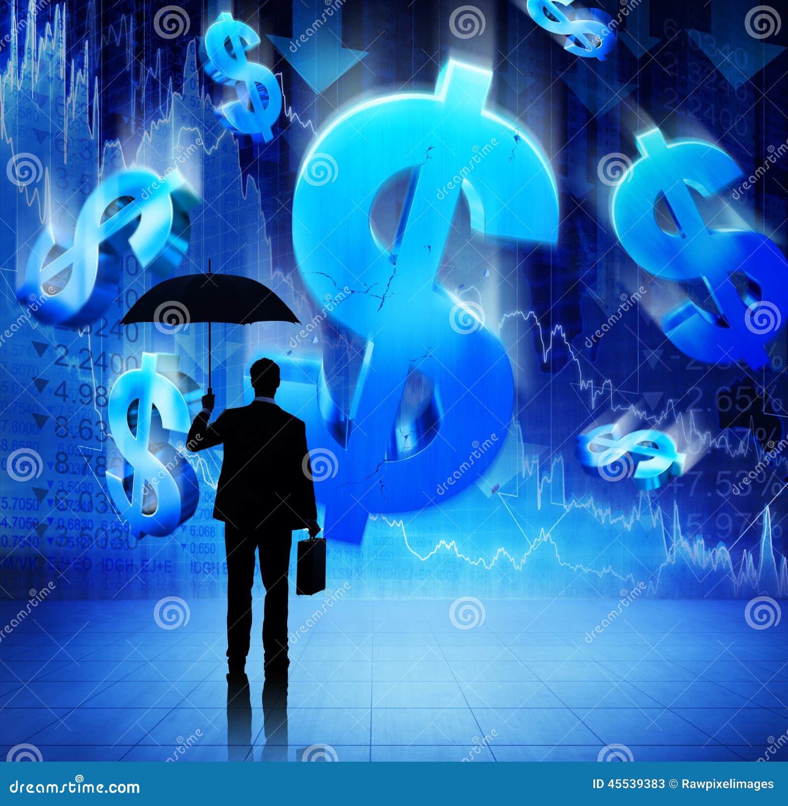 Businessman on Financial Crisis Background Stock Image - Image of ...