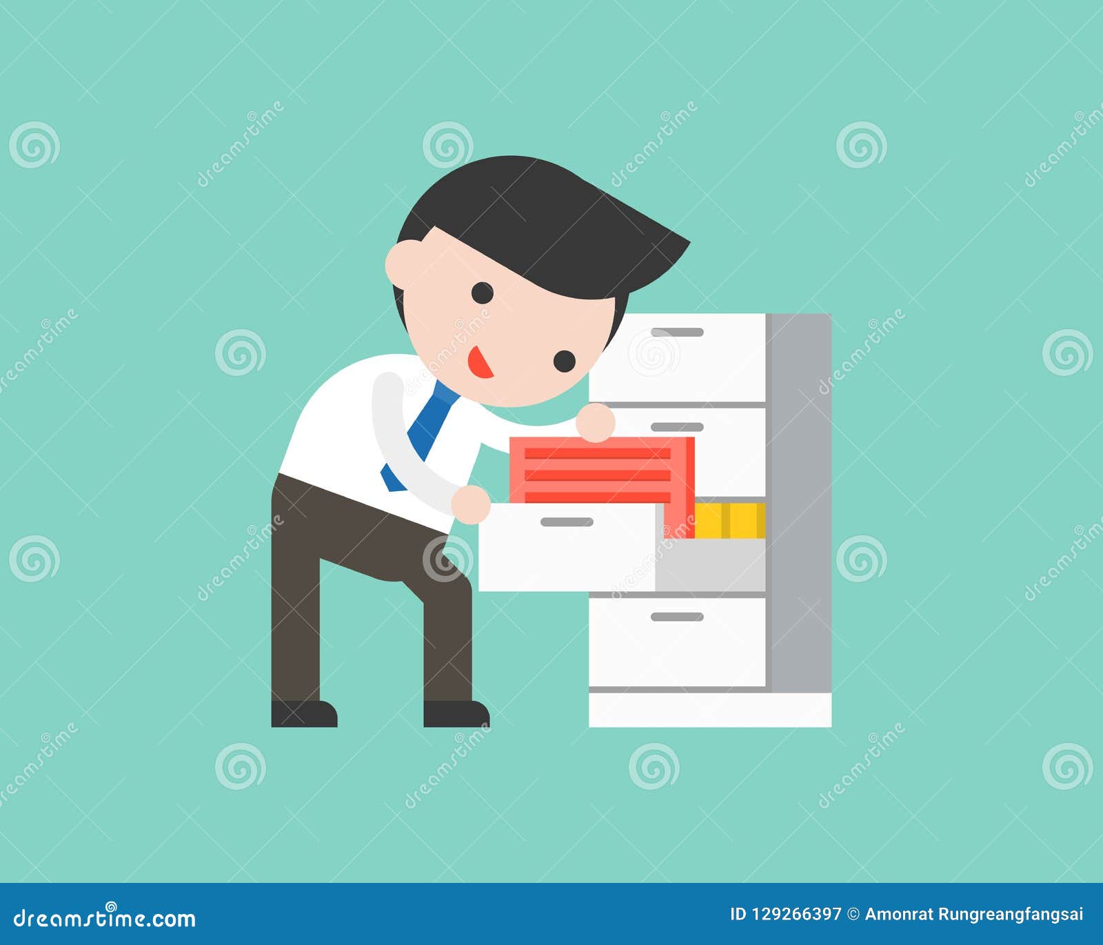 Businessman Finding Document Files in Drawer, Ready To Use Character ...