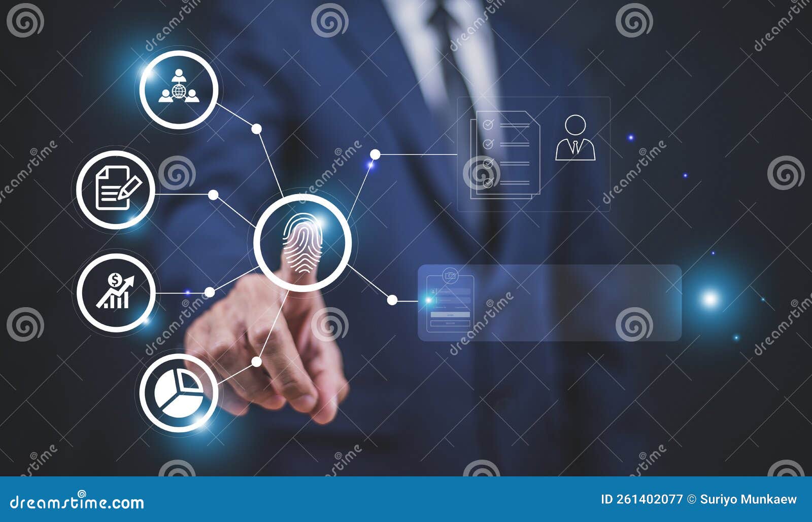 Businessman Finger Scan for Unlock Password for Security Information ...