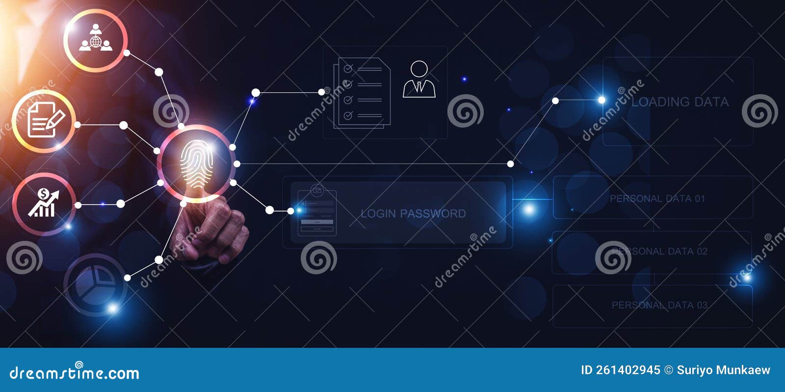 Businessman Finger Scan for Unlock Password for Security Information ...