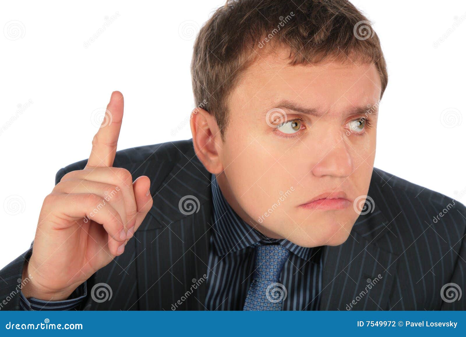 Businessman with finger up stock photo. Image of cognizance - 7549972