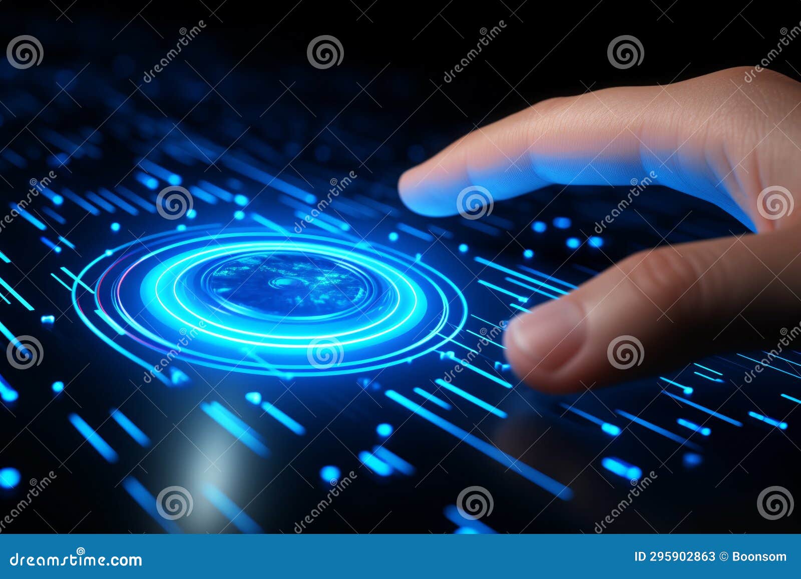 Businessman Fingerprint Scanning and Biometric Authentication on Touch ...