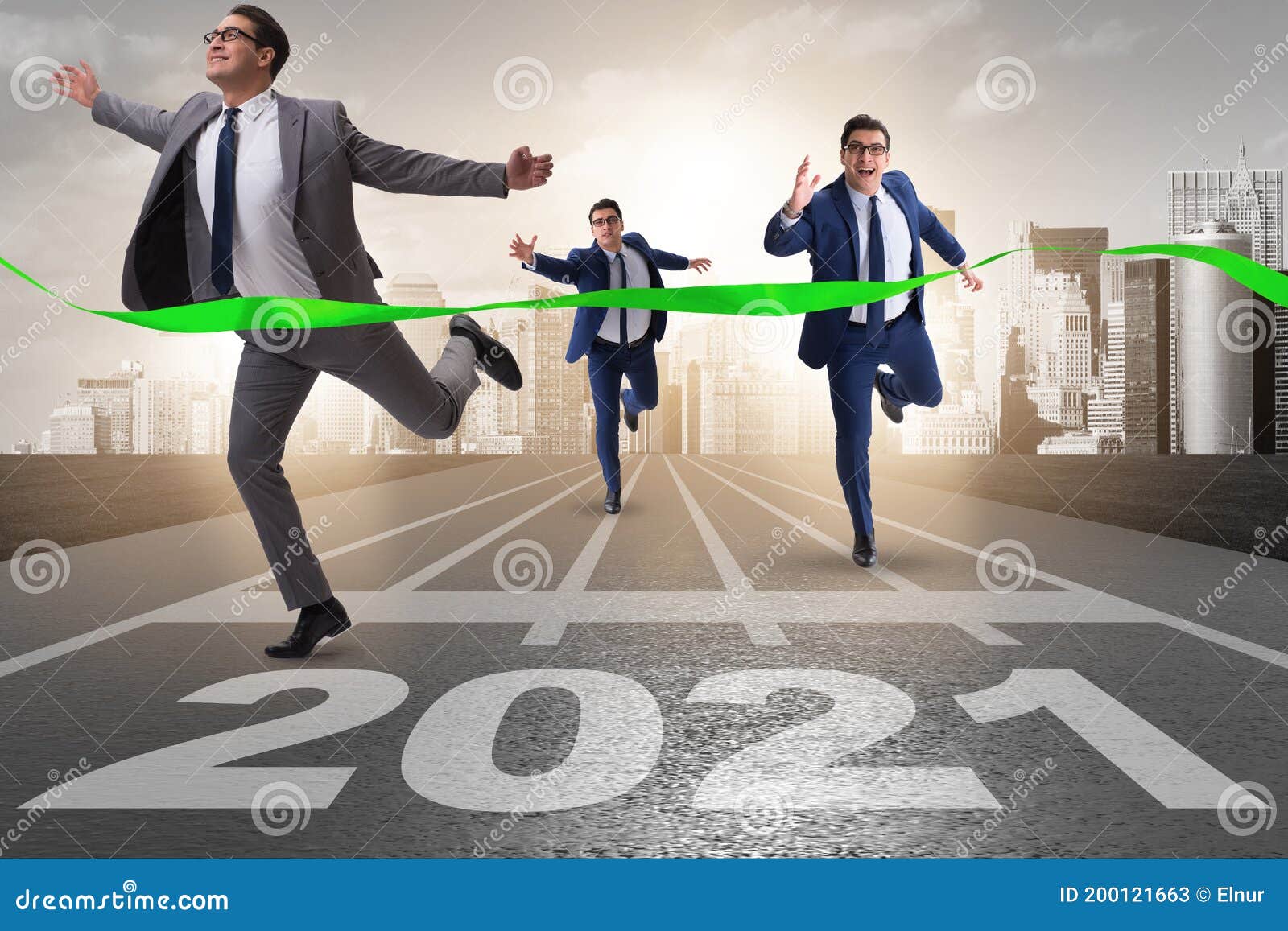 Businessman on Finish Line To Year 2021 Stock Image - Image of leader ...