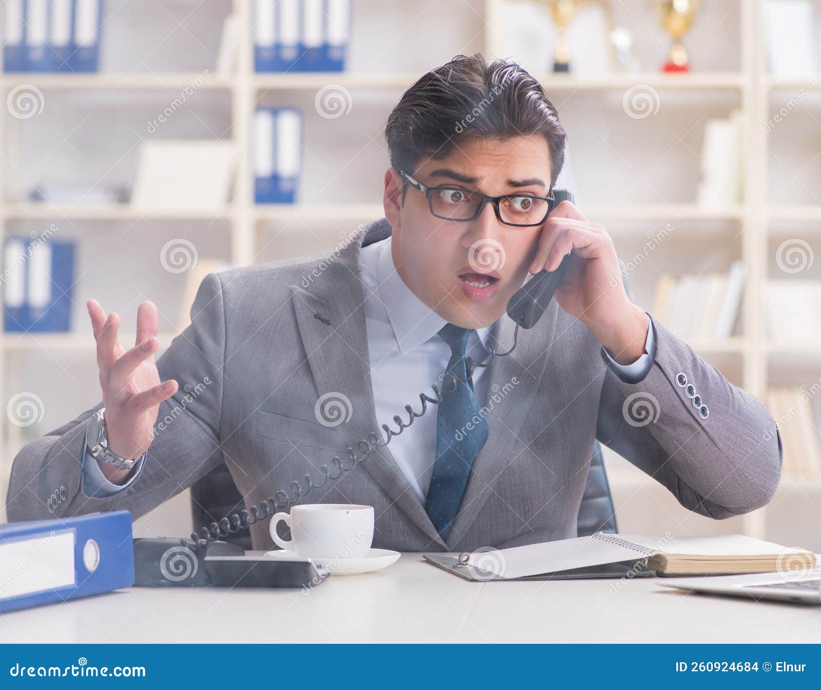Businessman during Fire Alarm in Office Stock Photo - Image of ...