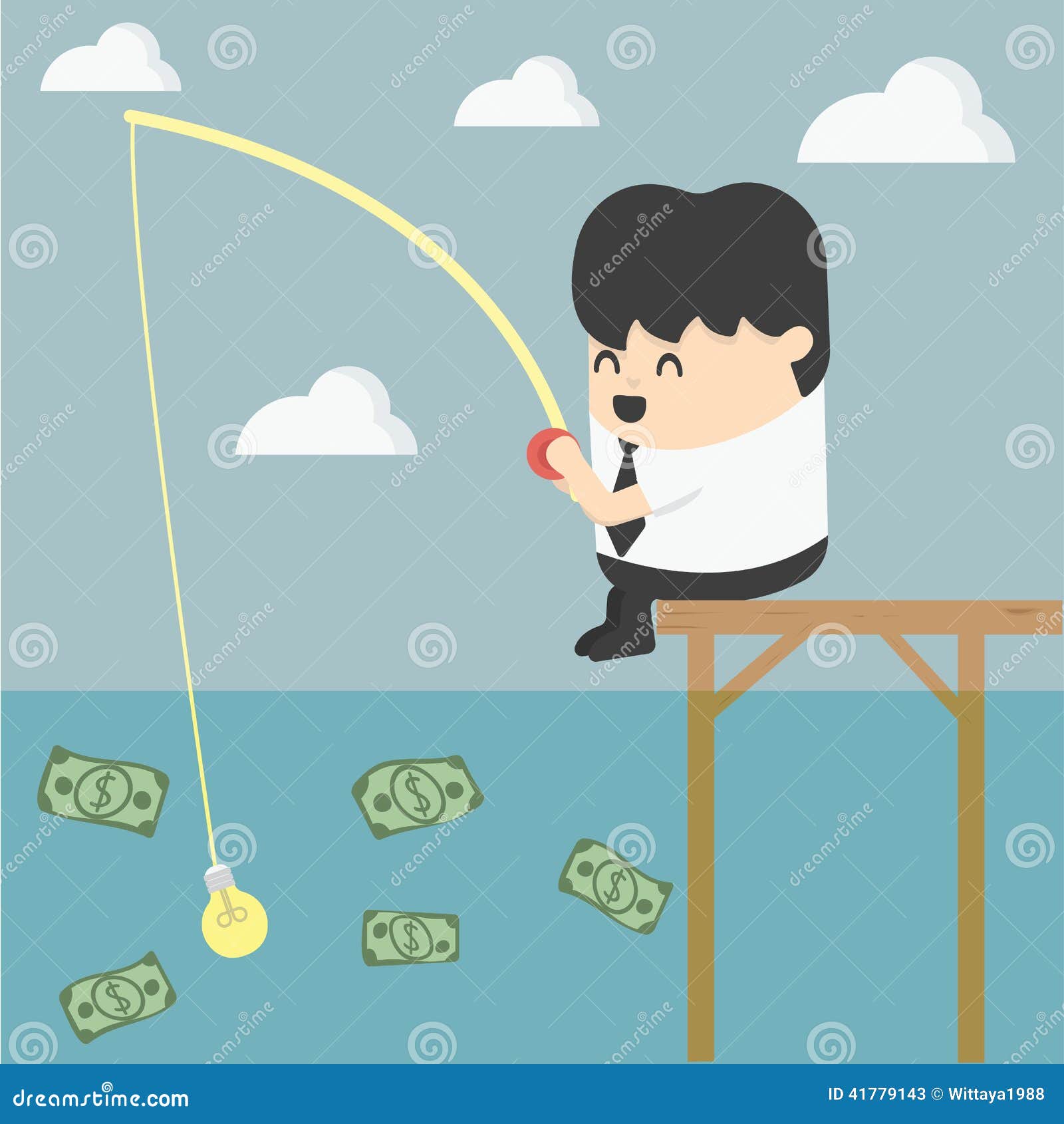 Businessman fishing money stock vector. Illustration of fish - 41779143