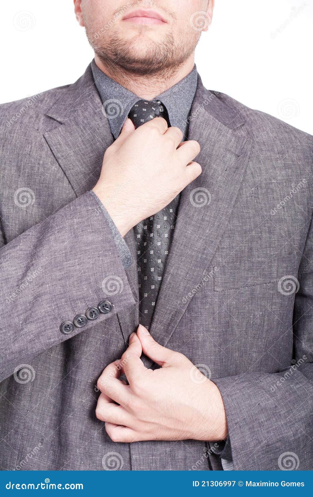 Businessman fixing his tie stock image. Image of adjust - 21306997