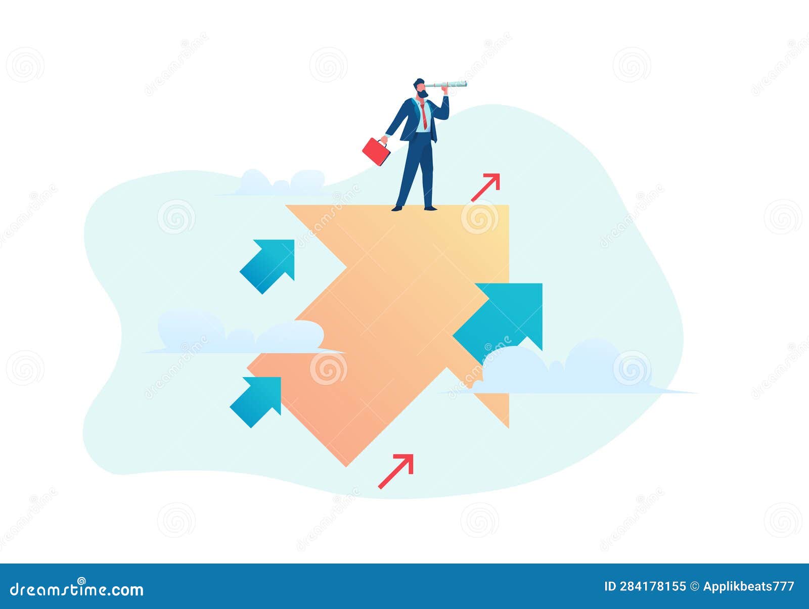 Businessman Flies Up Over Growing Chart Stock Vector - Illustration of ...