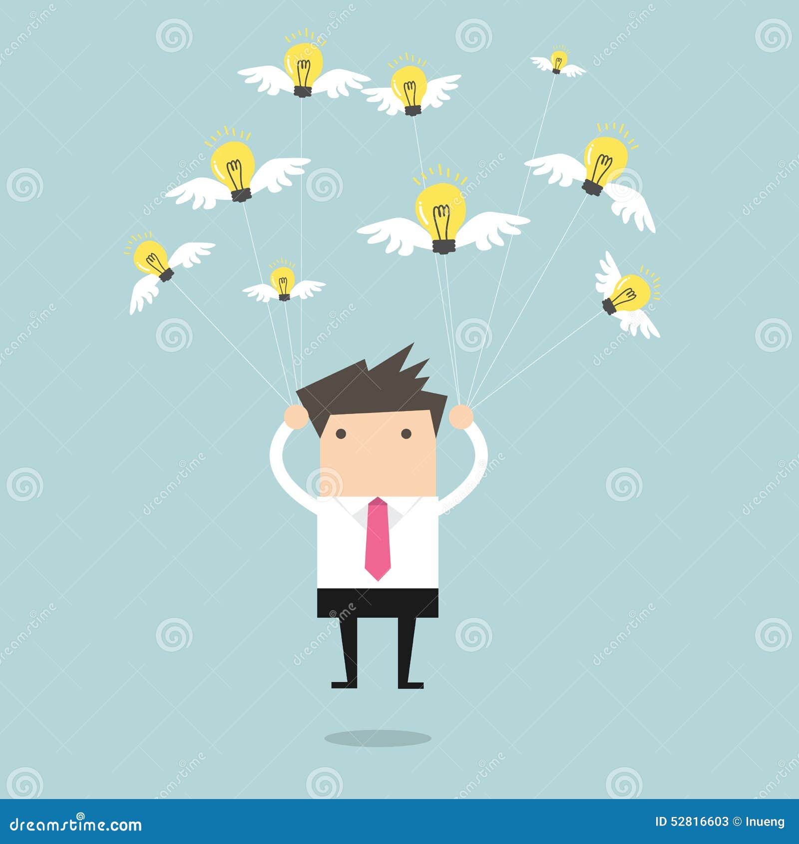 Businessman Fly with Idea Bulb Stock Vector - Illustration of concept ...