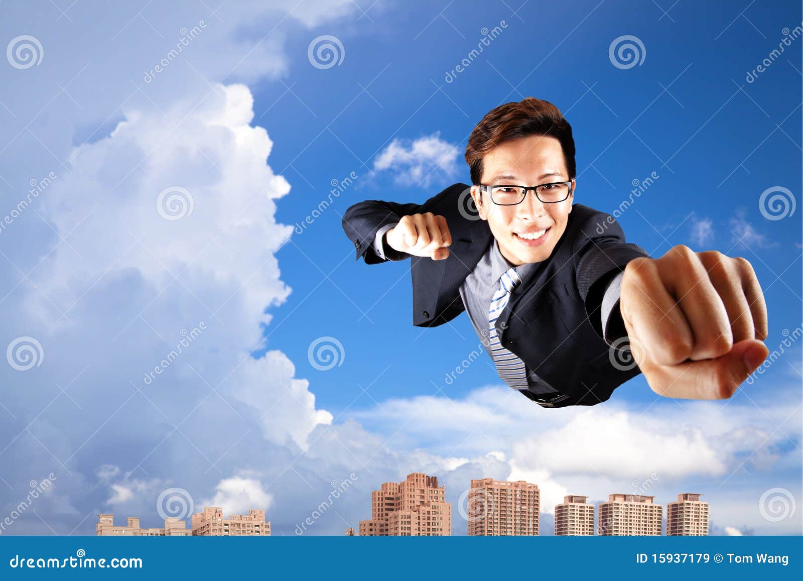 Businessman Fly in Sky Like Superman Stock Image - Image of attractive ...