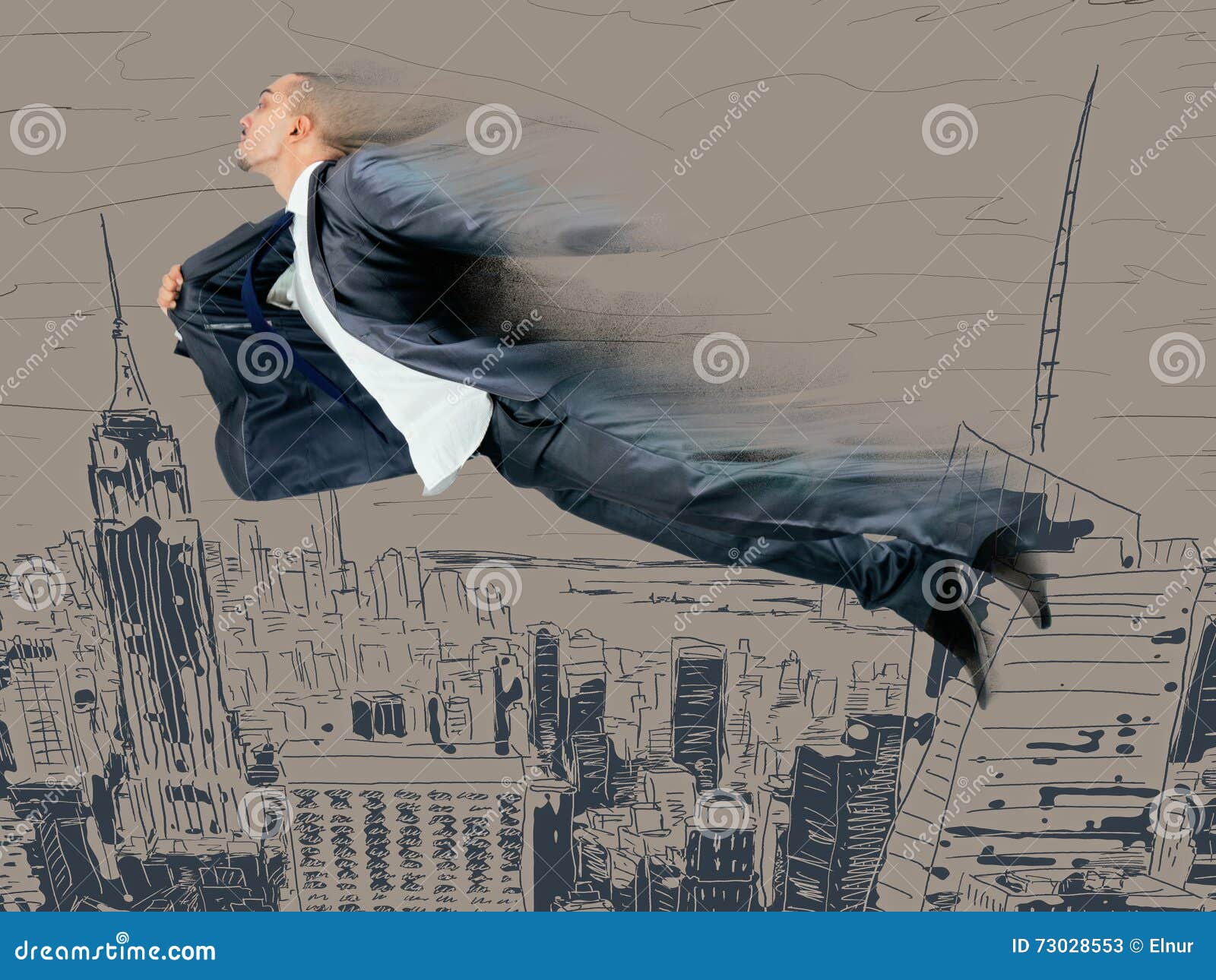 The Businessman Flying Above the City Stock Image - Image of city ...