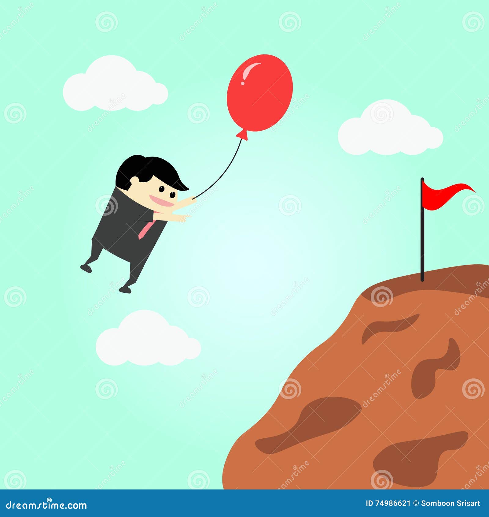 Businessman Flying in Air Go To Success Stock Vector - Illustration of ...