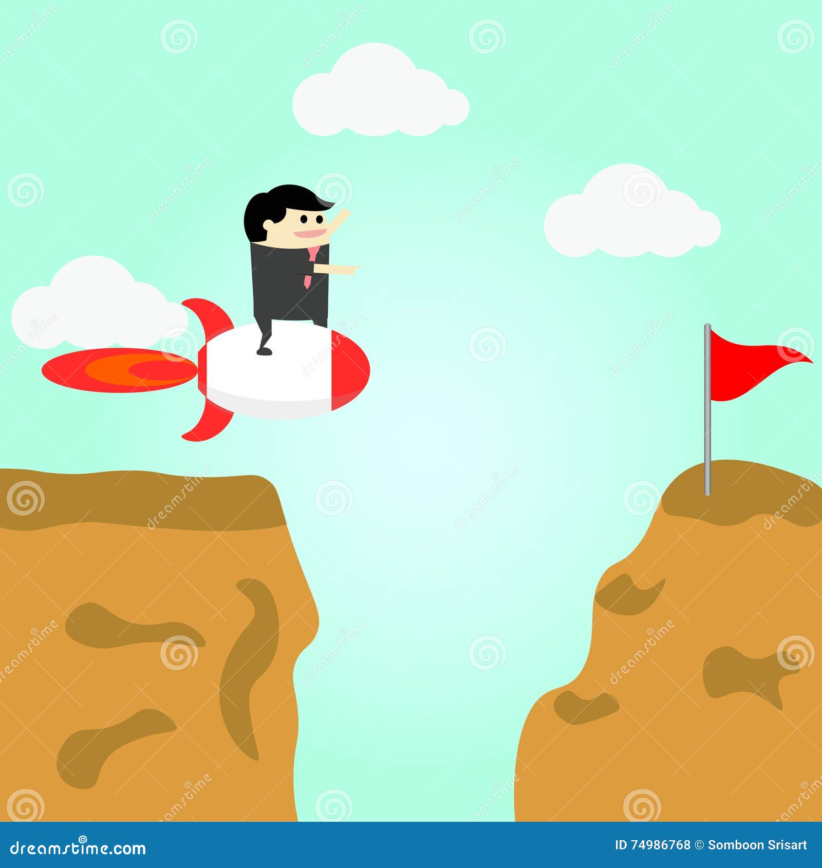 Businessman Flying in Air Go To Success Stock Vector - Illustration of ...