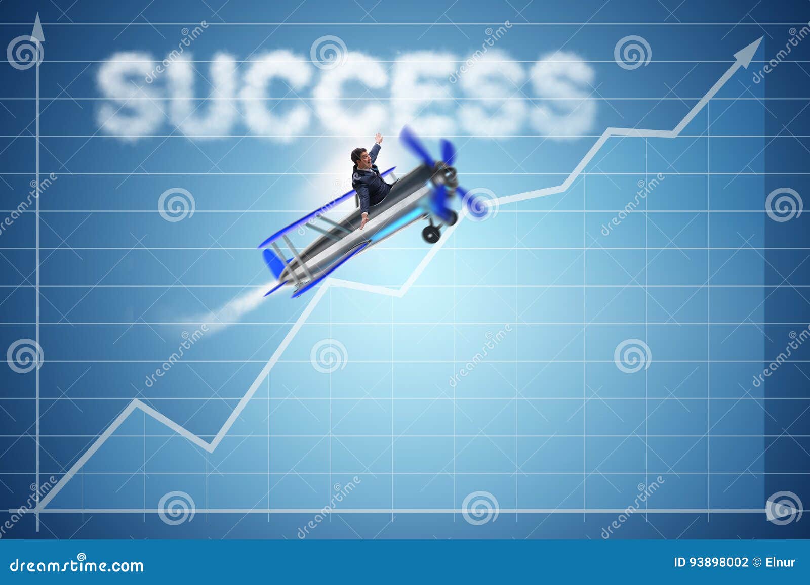 The Businessman Flying on Airplane in Success Concept Stock ...