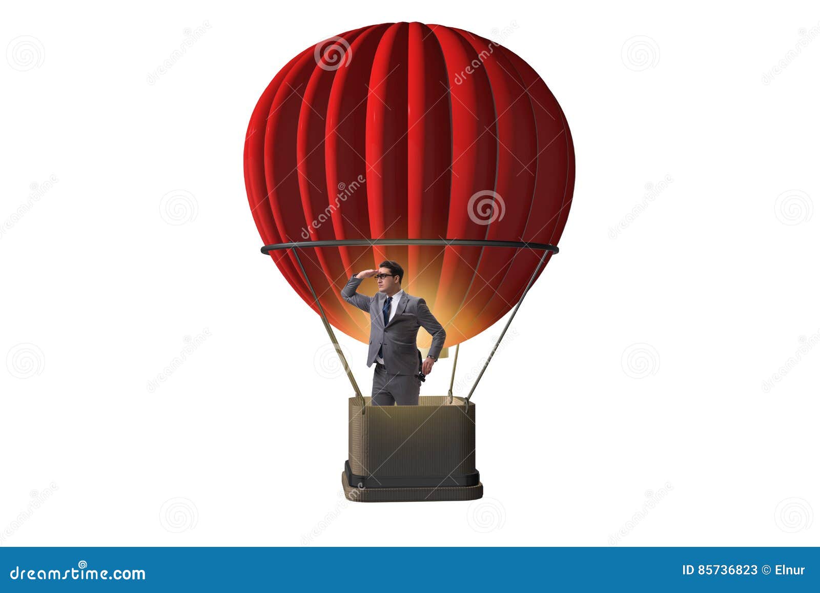 The Businessman Flying on Balloon Isolated on White Stock Image - Image ...