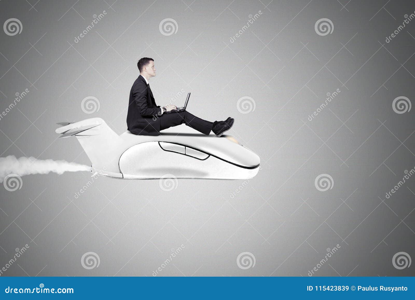 Businessman Flying with Computer Mouse Stock Image - Image of concept ...