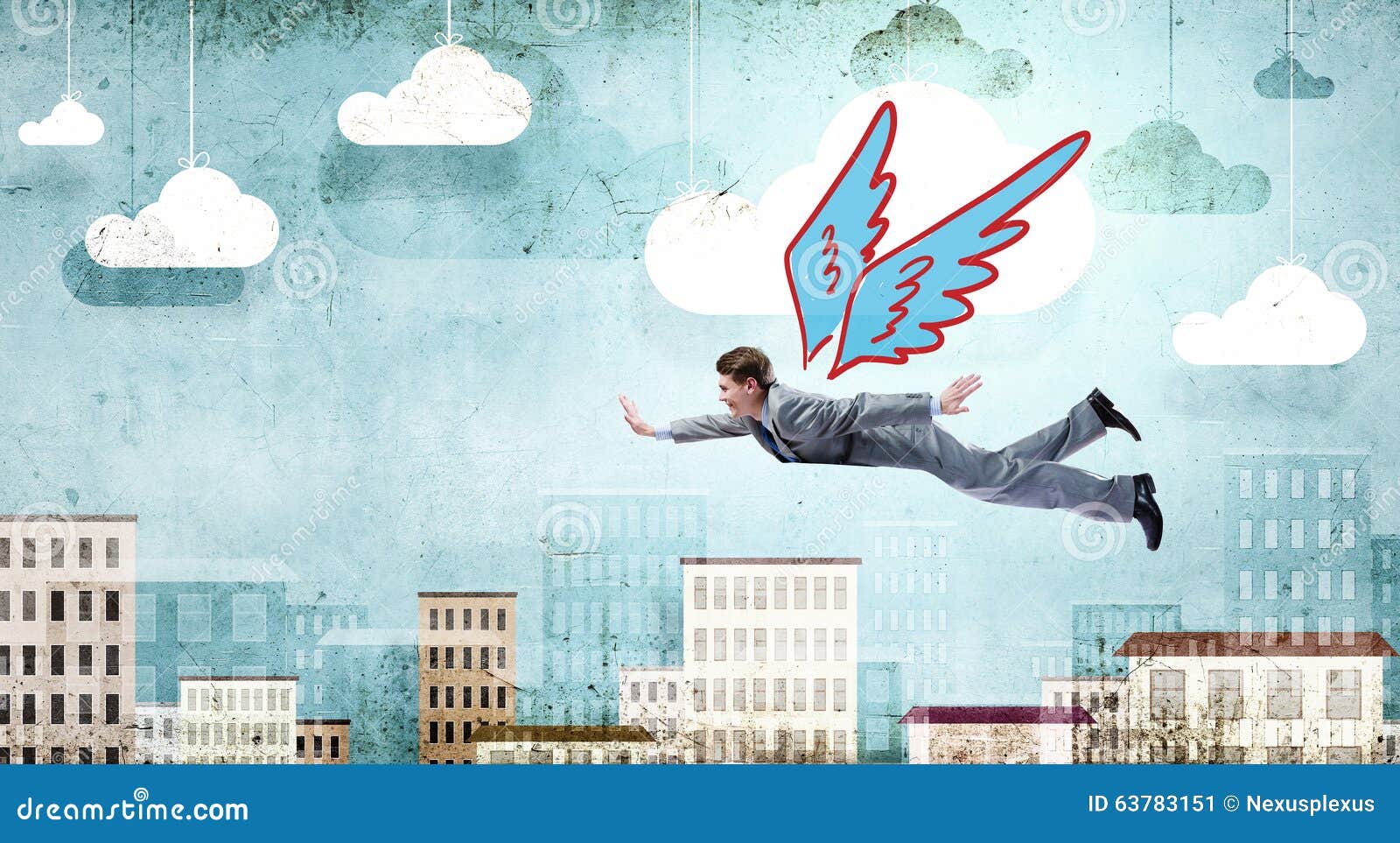 Businessman flying high stock image. Image of bird, career - 63783151