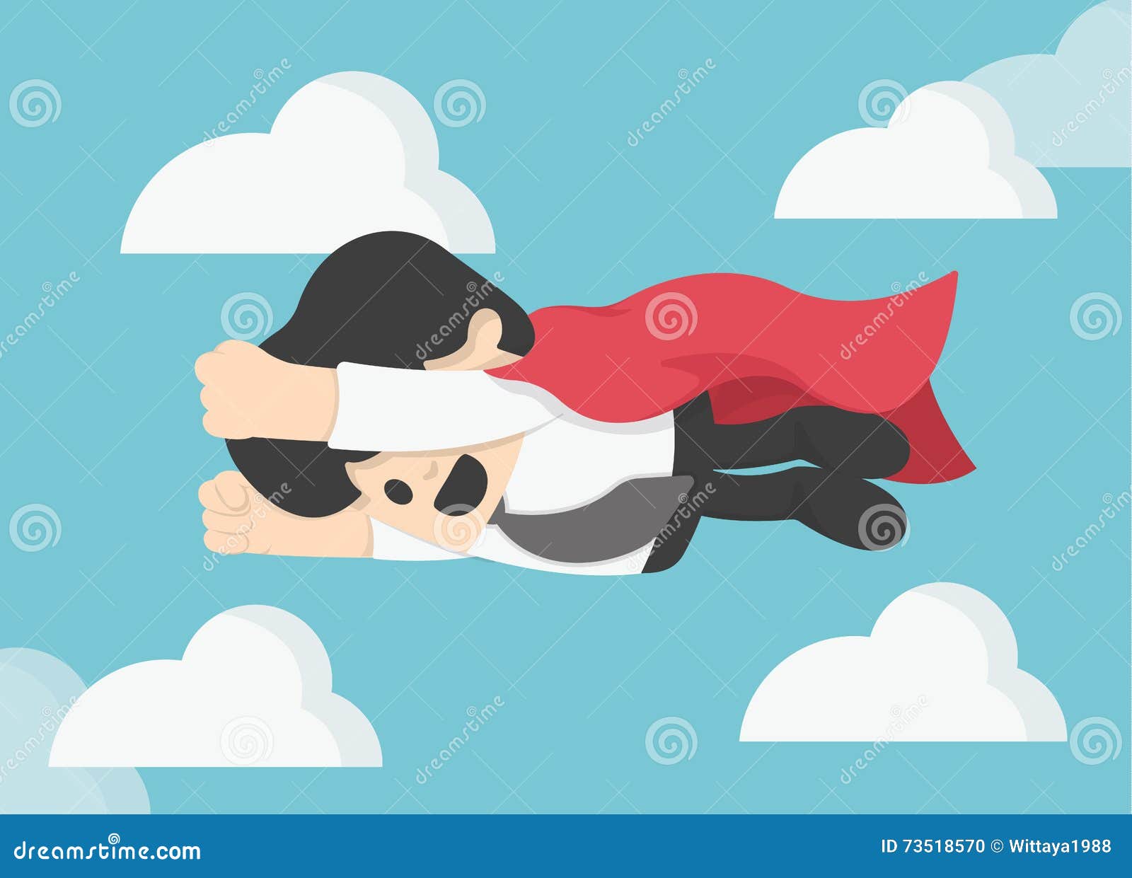 Businessman is Flying Like Superman Flying Fast on the Sky Stock Vector ...