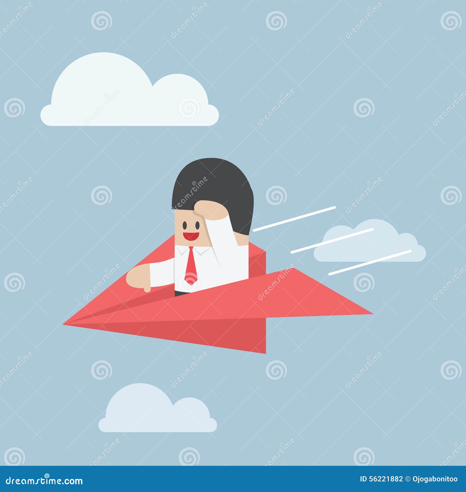 Businessman is Flying on Paper Airplane and Looking Forward Stock ...