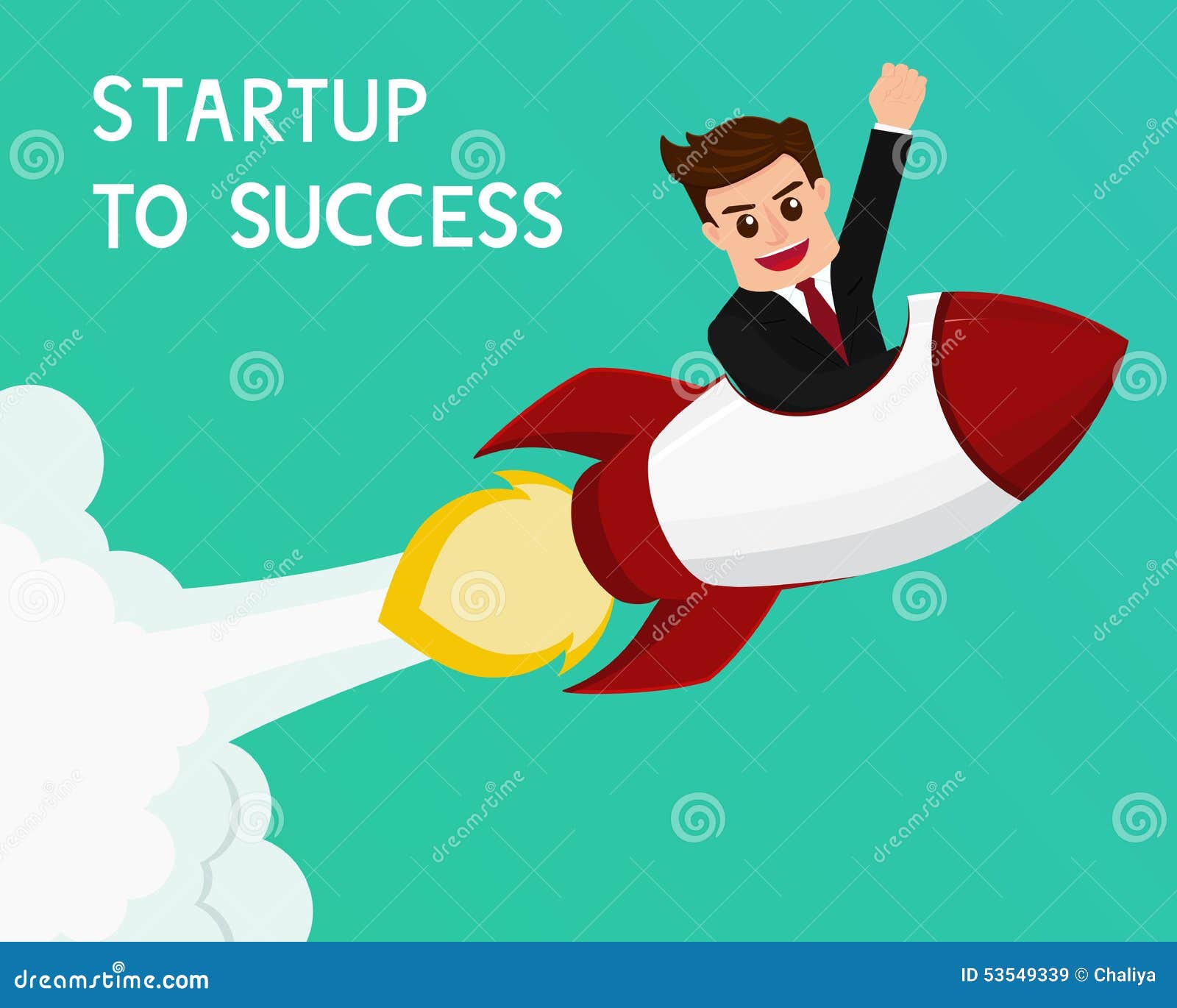 Businessman Flying on a Rocket Startup To Success Stock Vector ...