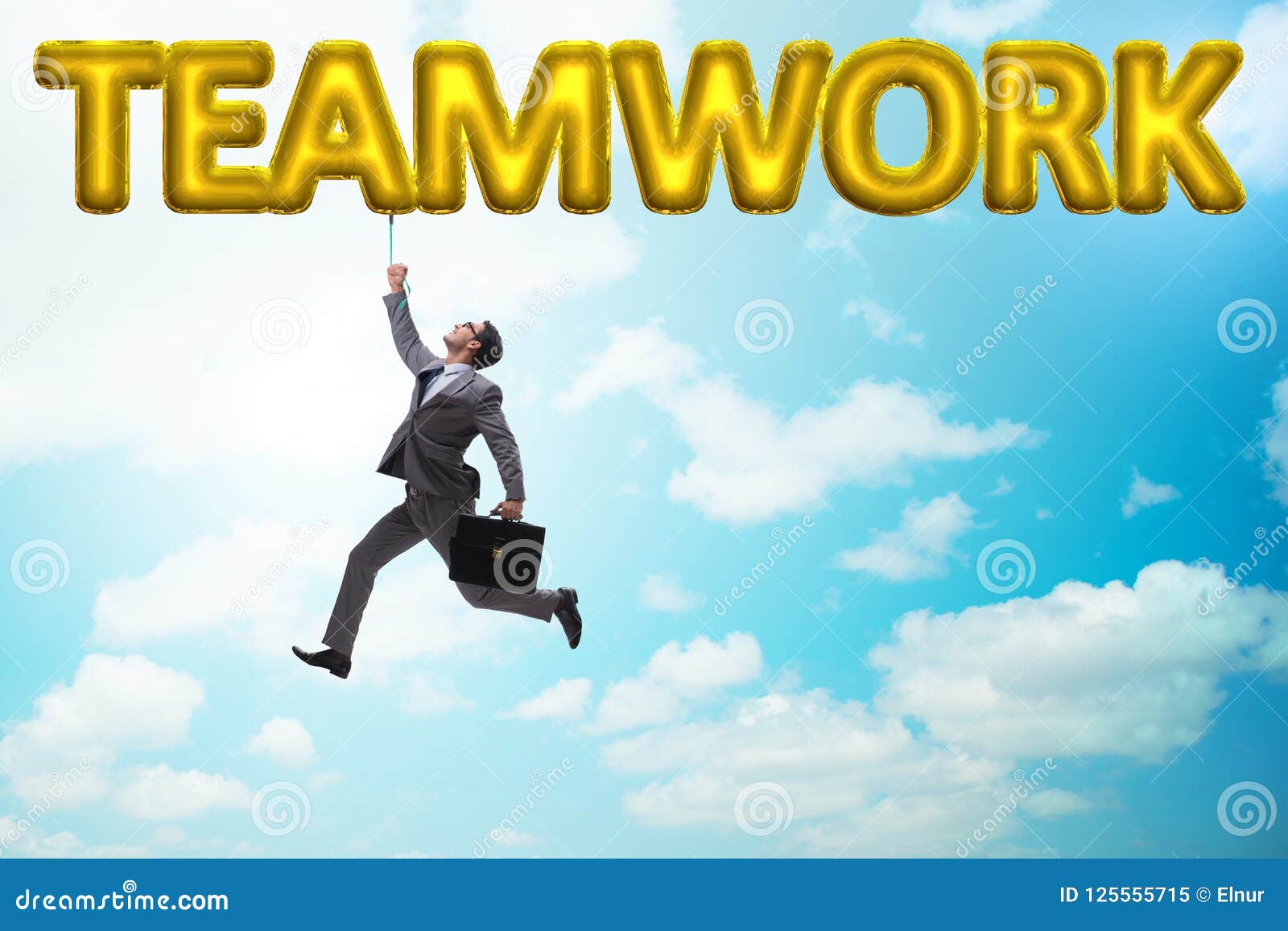 The Businessman Flying in Teamwork Concept Stock Image - Image of ...