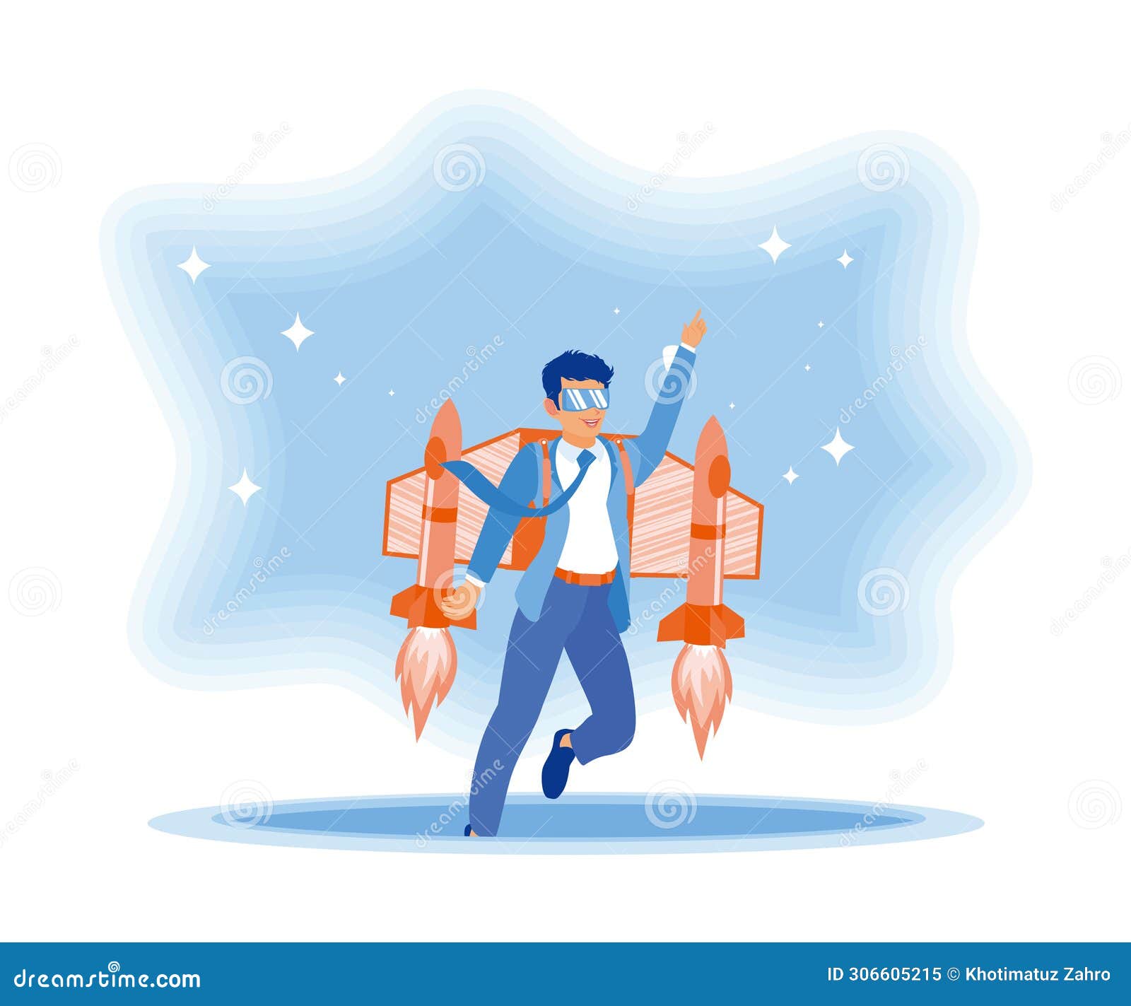 Businessman Flying Using Jetpack on Back. the Concept for Starting a ...