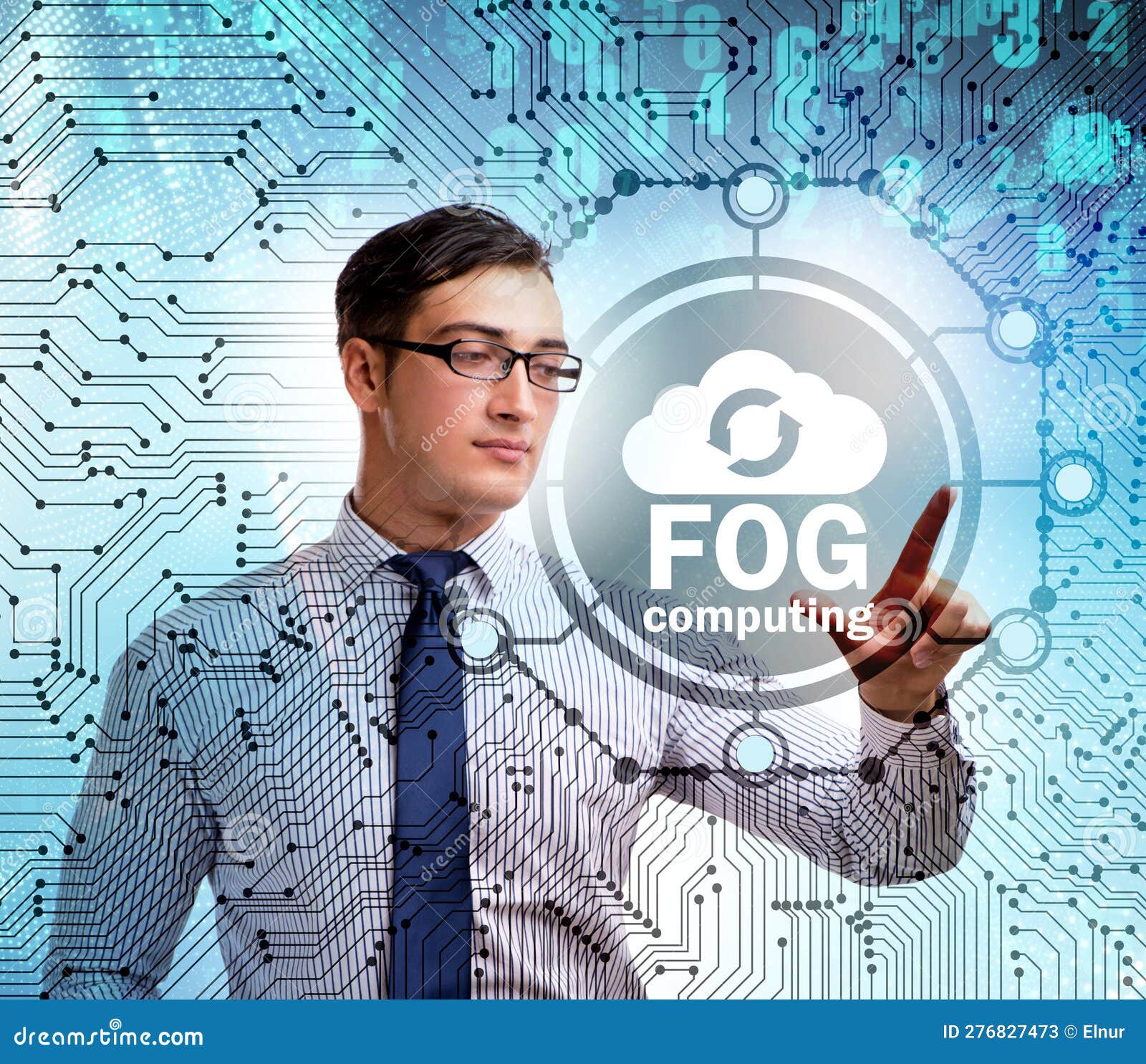 Businessman in Fog and Edge Cloud Computing Concept Stock Image - Image of hosting, online ...