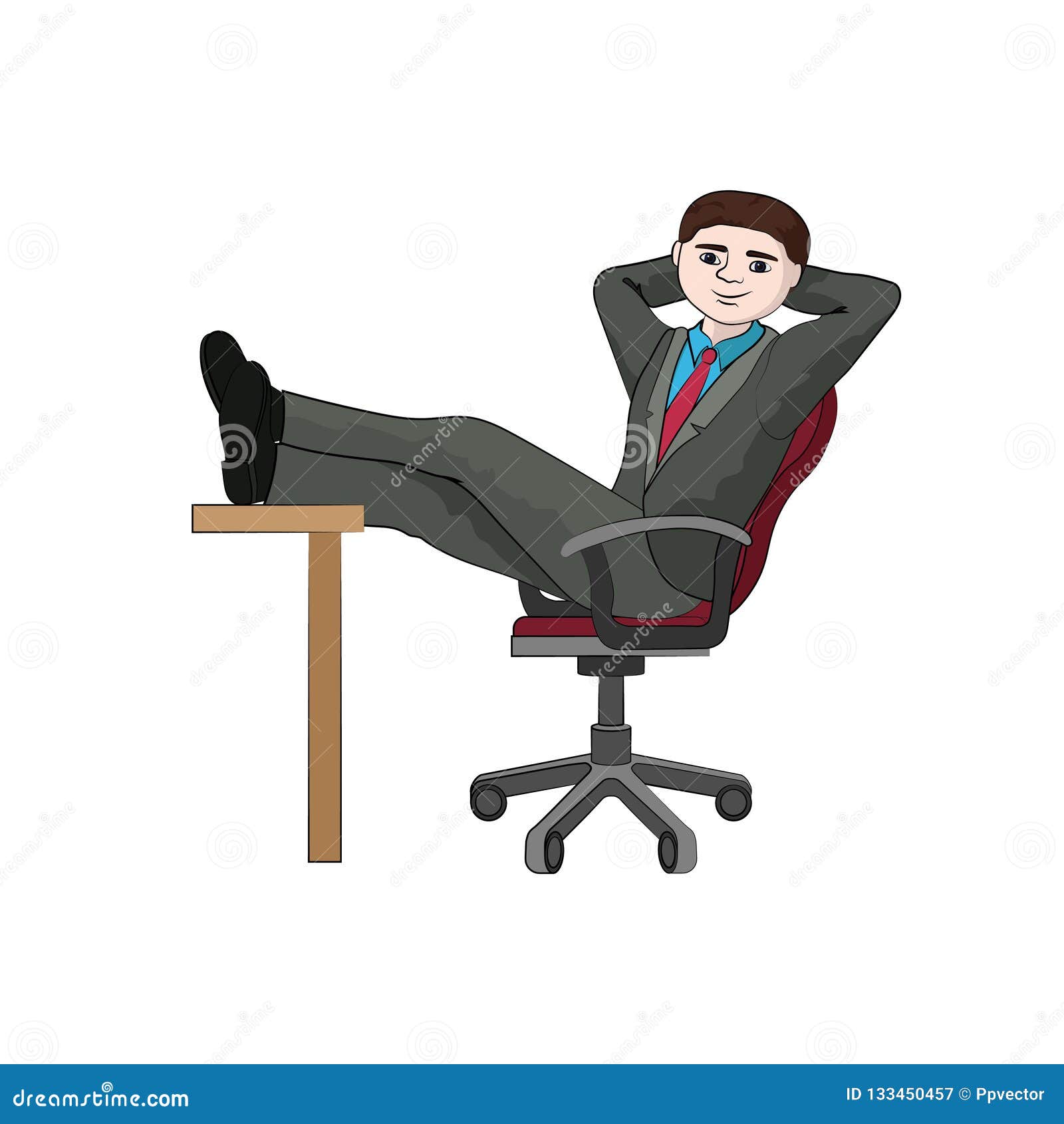 Businessman Folded Legs on the Table Relax Stock Vector - Illustration ...