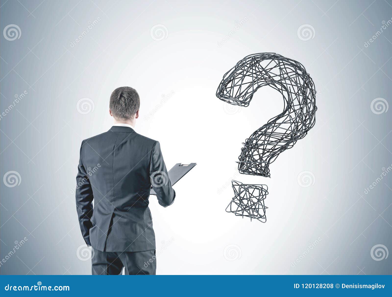 Businessman with a Folder, Question Mark Stock Photo - Image of ...